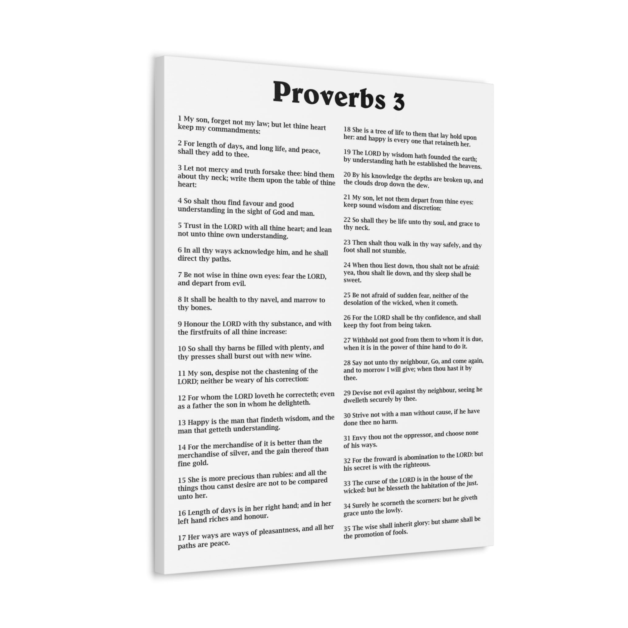 Scripture Walls Proverbs Chapter 3 White Bible Canvas Christian Wall ...
