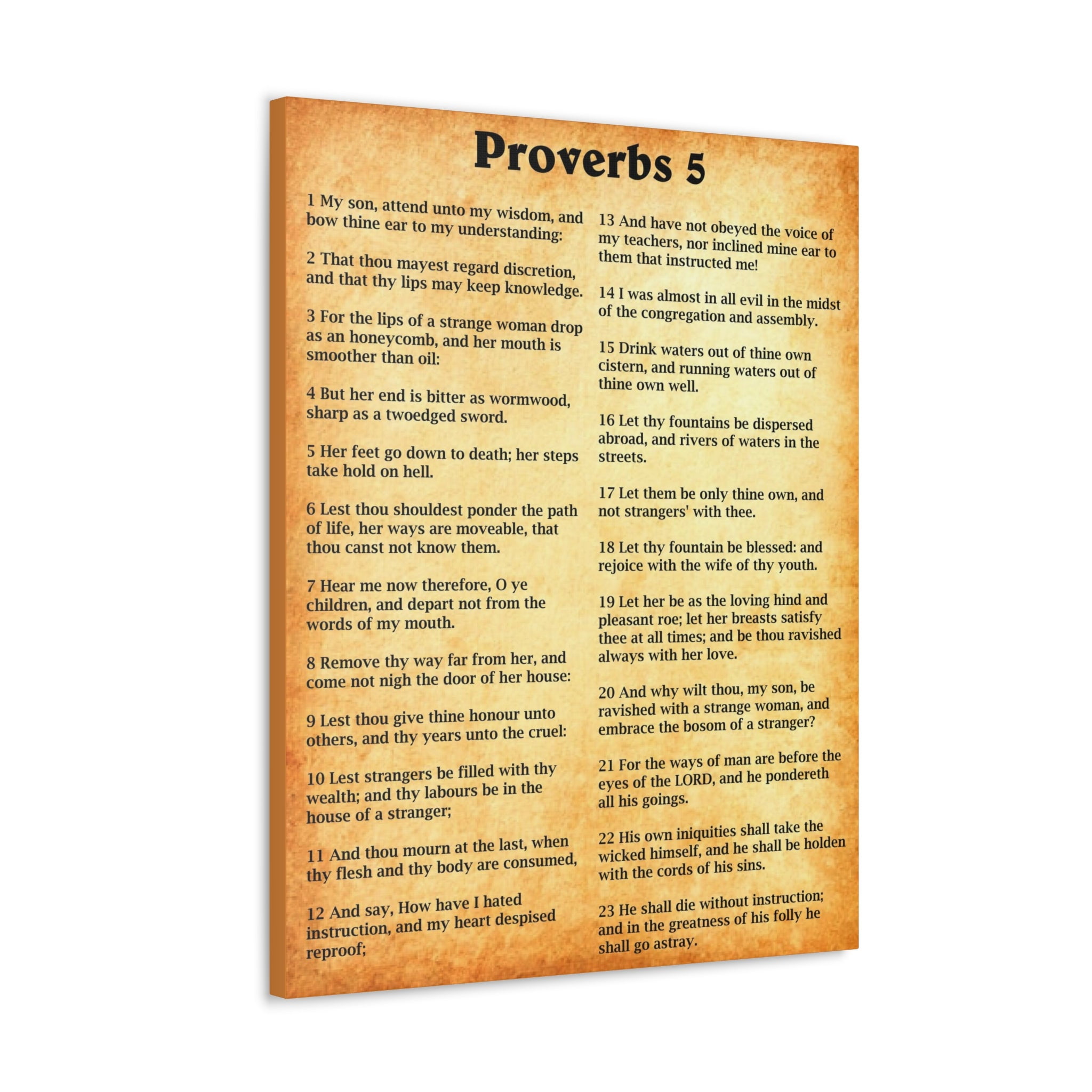 Scripture Walls Proverbs Chapter 5 Gold Bible Canvas Christian Wall Art