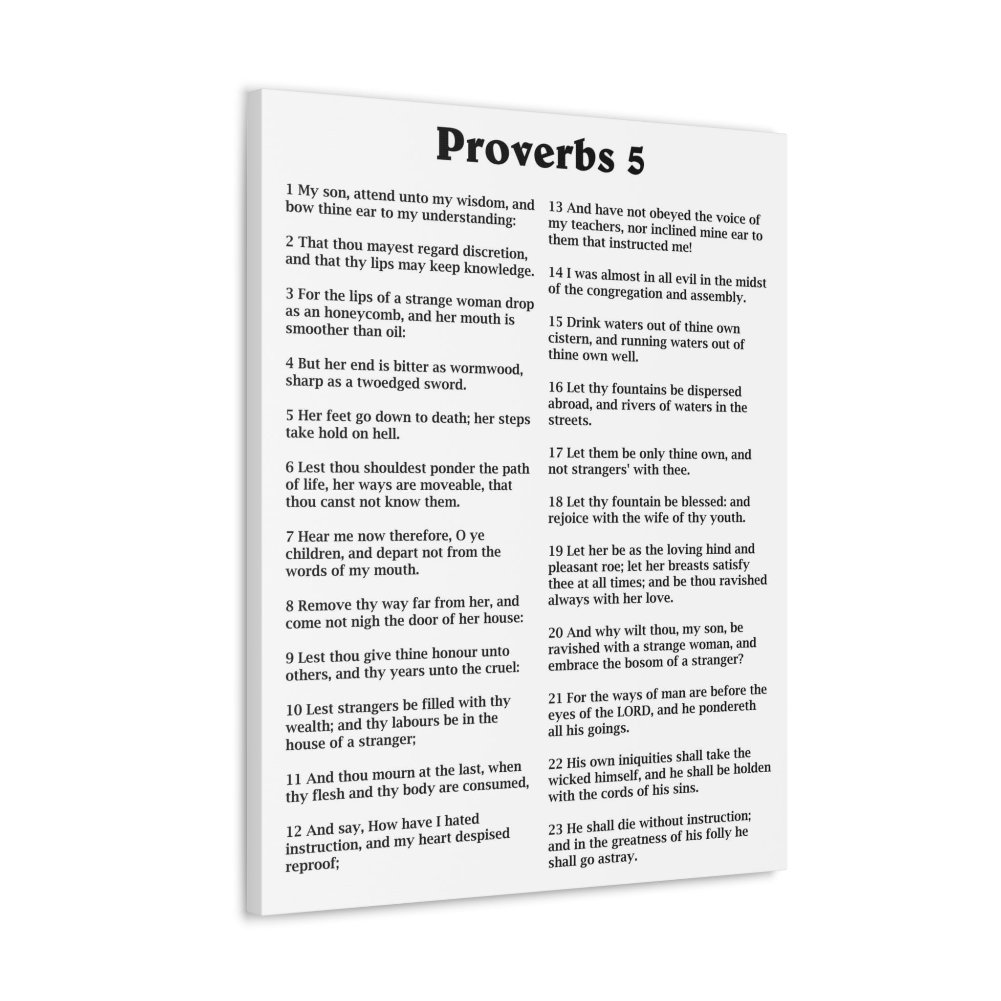 Scripture Walls Proverbs Chapter 5 White Bible Canvas Christian Wall