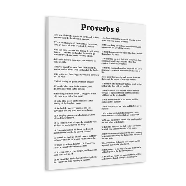 Scripture Walls Proverbs Chapter 6 White Bible Canvas Christian Wall