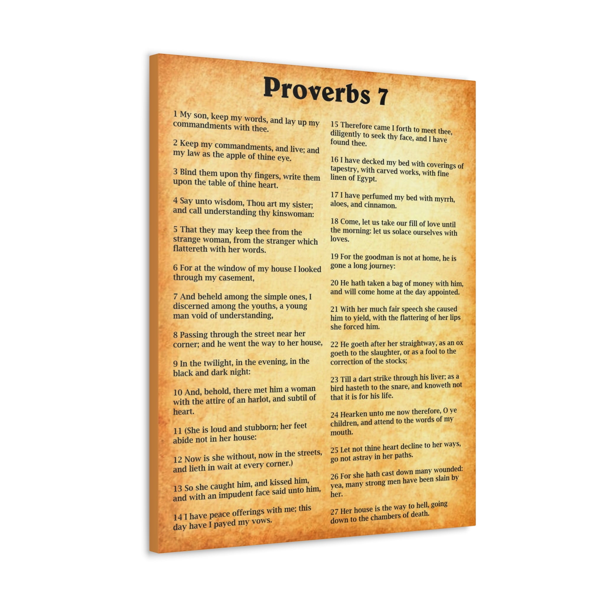 Scripture Walls Proverbs Chapter 7 Gold Bible Canvas Christian Wall Art