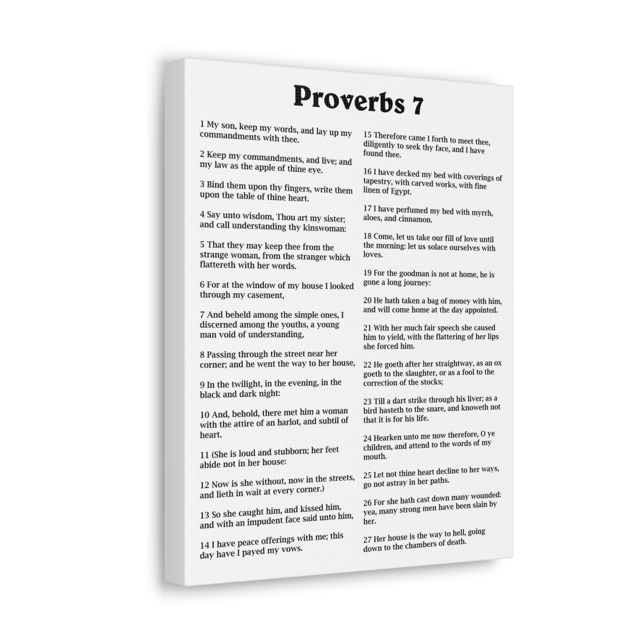 Scripture Walls Proverbs Chapter 7 White Bible Canvas Christian Wall