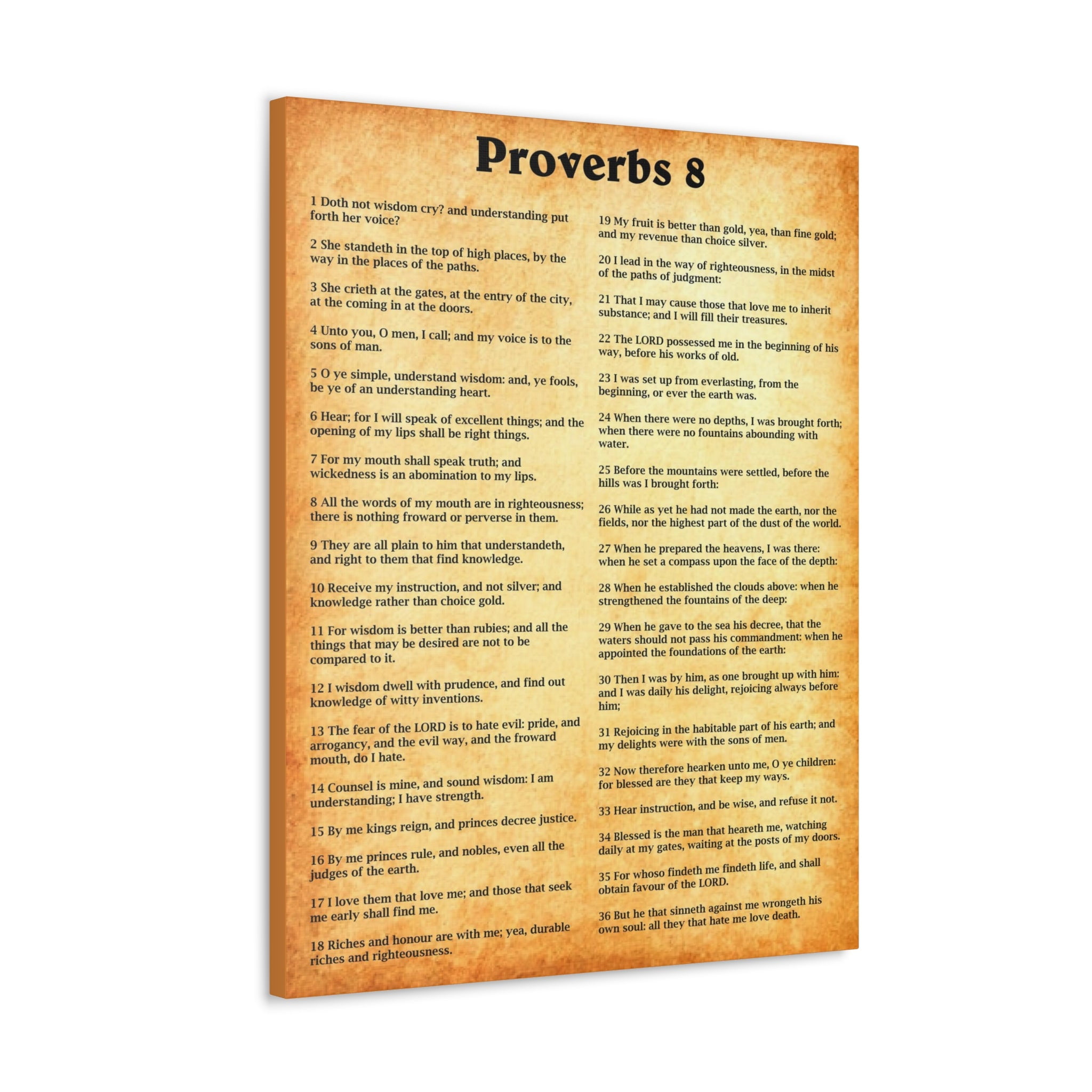 Scripture Walls Proverbs Chapter 8 Gold Bible Canvas Christian Wall Art