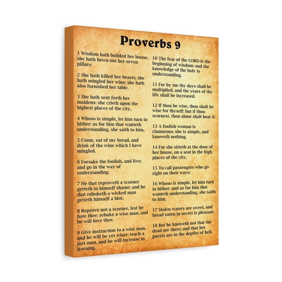 Scripture Walls Proverbs Chapter 9 Gold Bible Canvas Christian Wall Art ...
