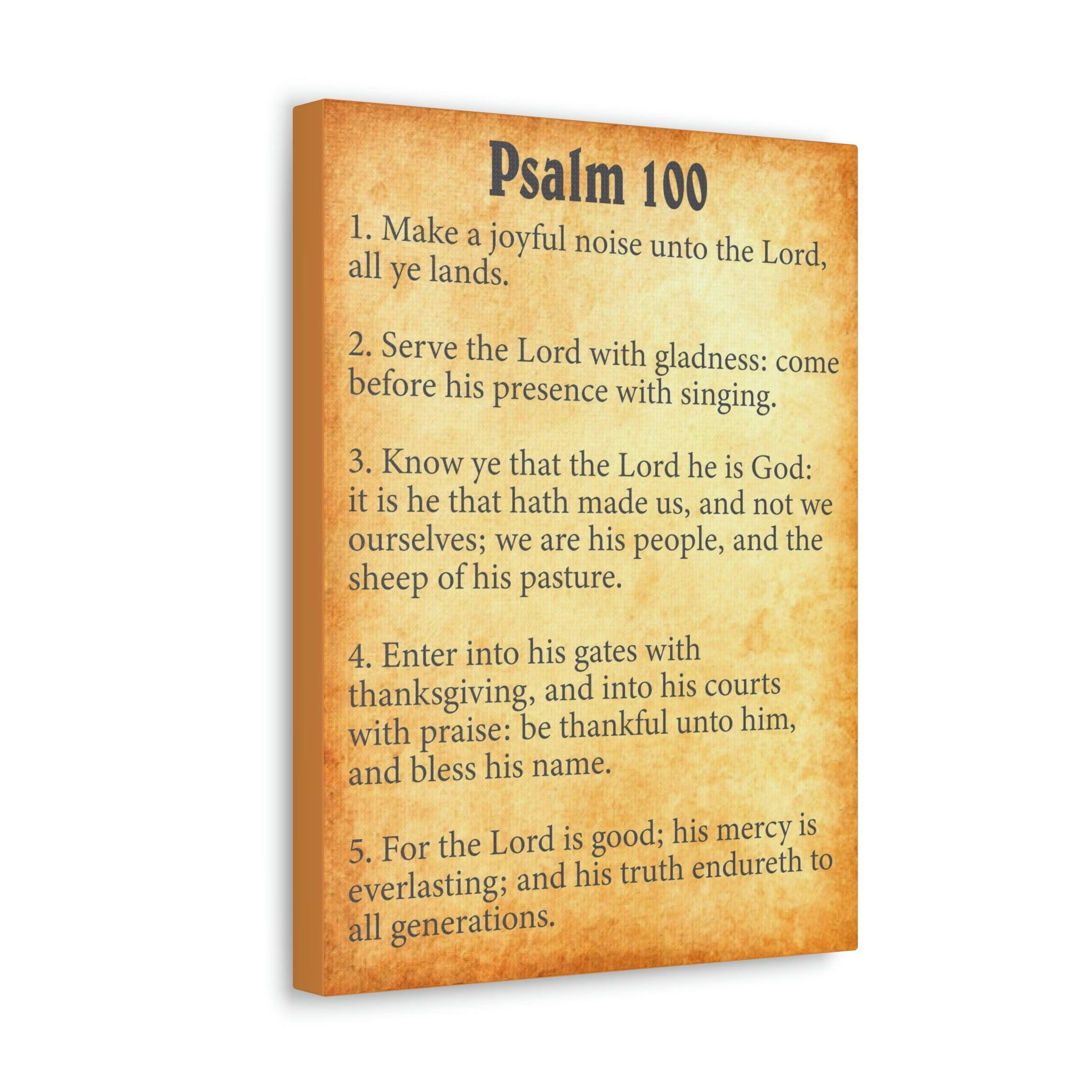Scripture Walls Psalm 100 Chapter Gold Bible Canvas Christian Wall Art Ready to Hang Unframed ...