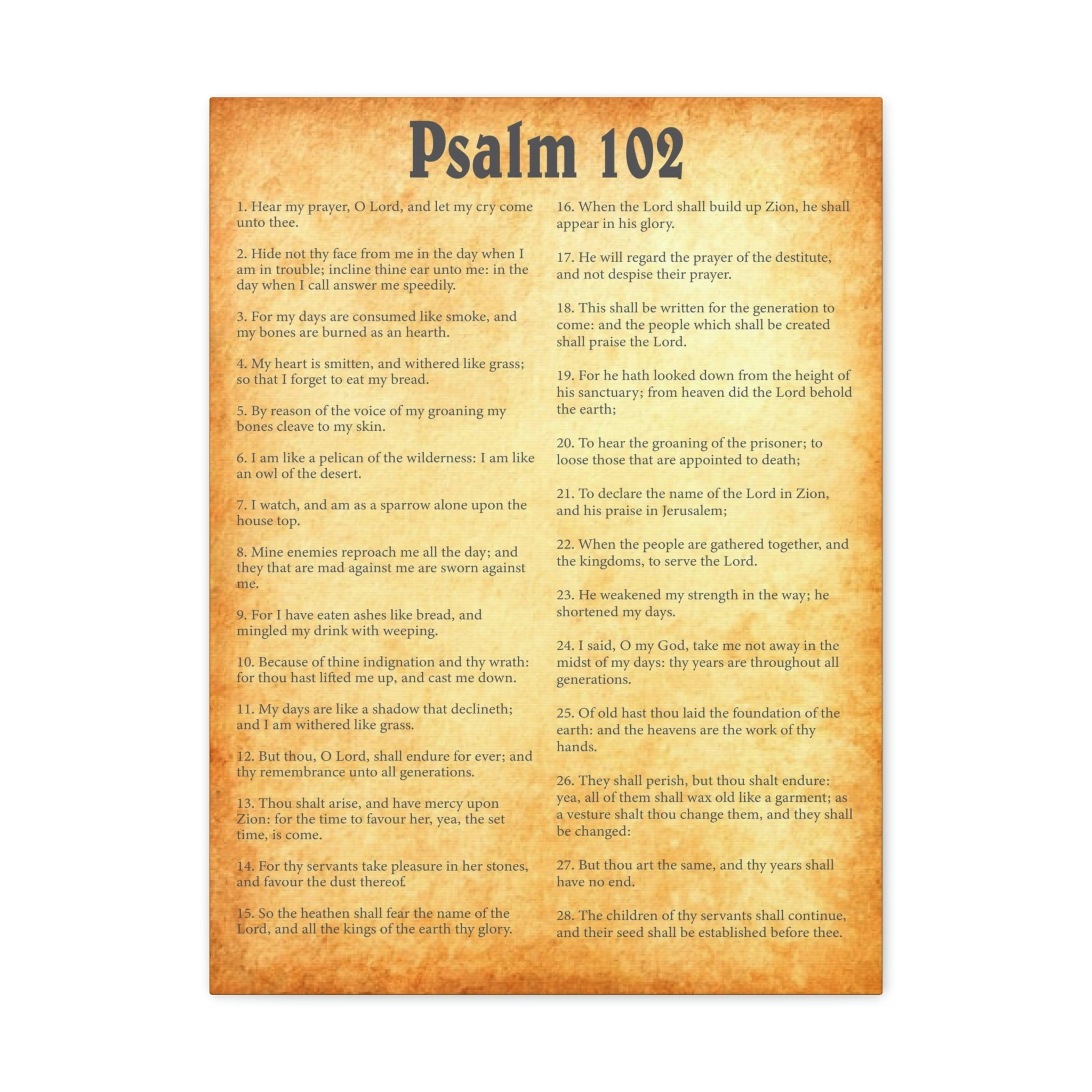 Scripture Walls Psalm 102 Chapter Gold Bible Canvas Christian Wall Art ...