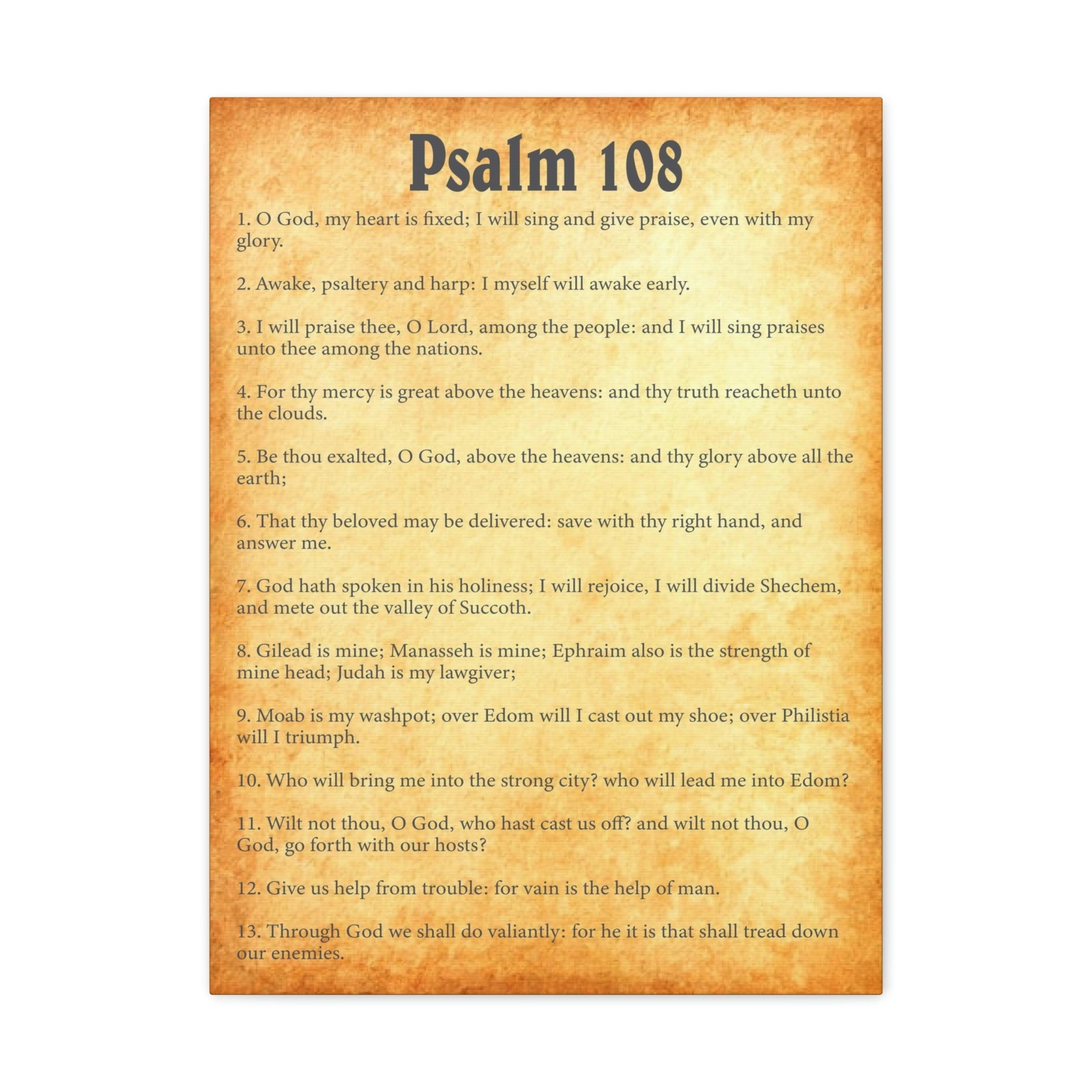 Scripture Walls Psalm 108 Chapter Gold Bible Canvas Christian Wall Art ...