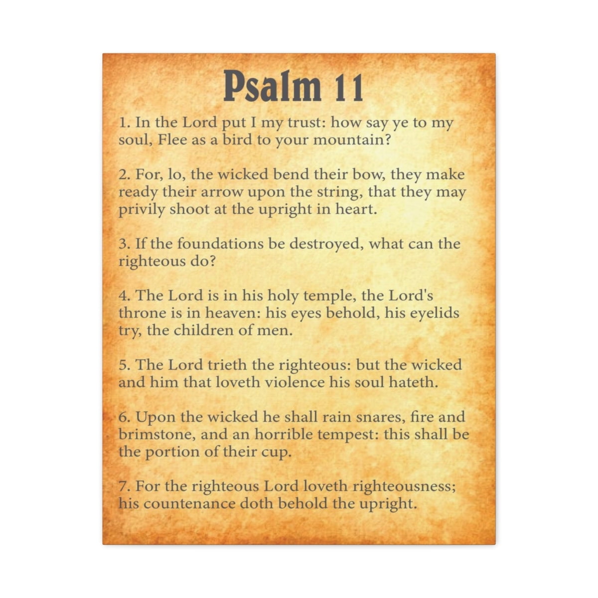 Scripture Walls Psalm 11 Chapter Gold Bible Canvas Christian Wall Art Ready to Hang Unframed ...
