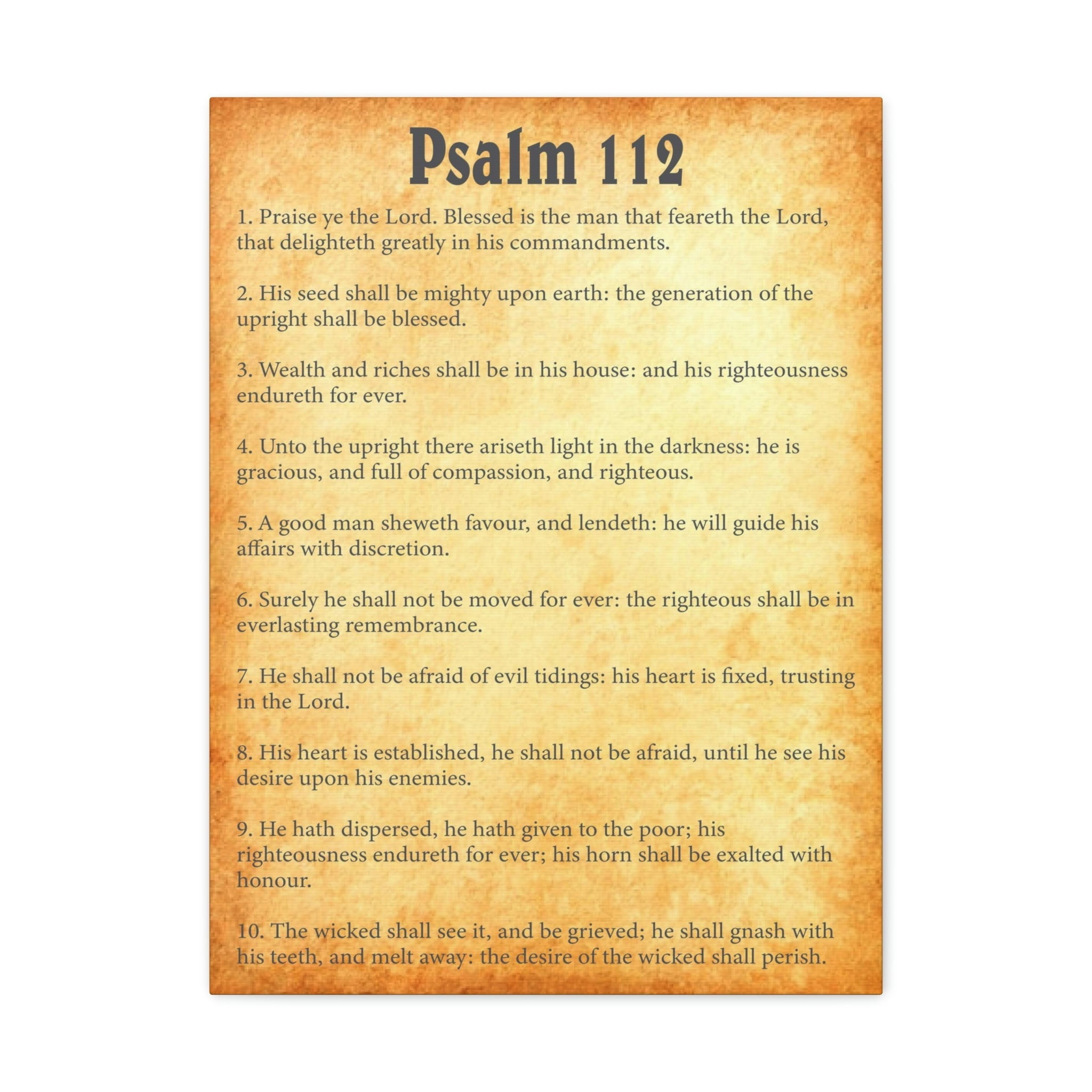 Scripture Walls Psalm 112 Chapter Gold Bible Canvas Christian Wall Art Ready to Hang Unframed ...