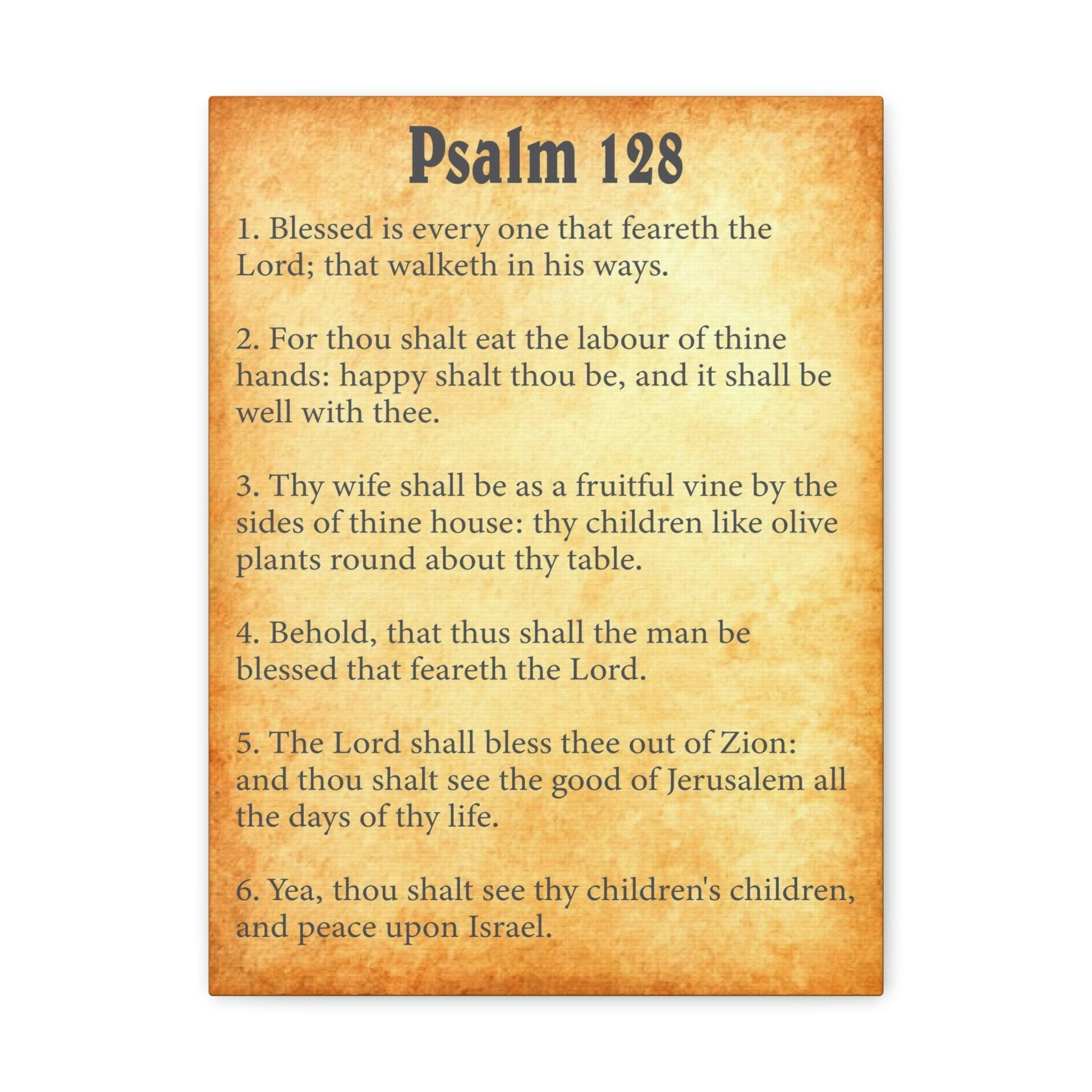Scripture Walls Psalm 128 Chapter Gold Bible Canvas Christian Wall Art Ready to Hang Unframed ...