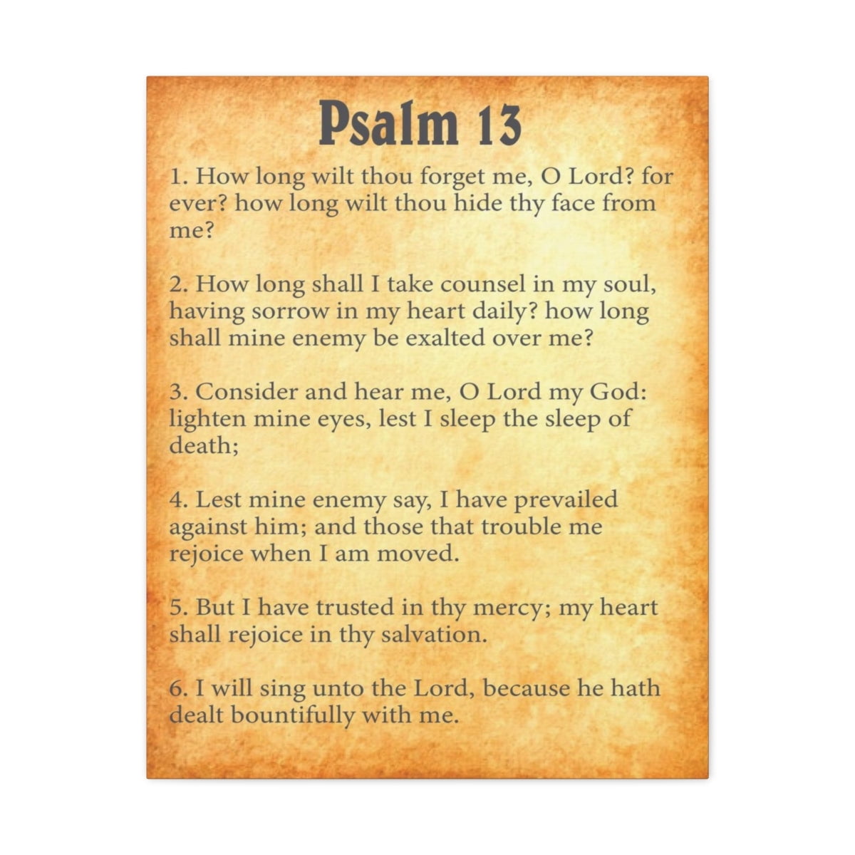 Scripture Walls Psalm 13 Chapter Gold Bible Canvas Christian Wall Art Ready to Hang Unframed ...