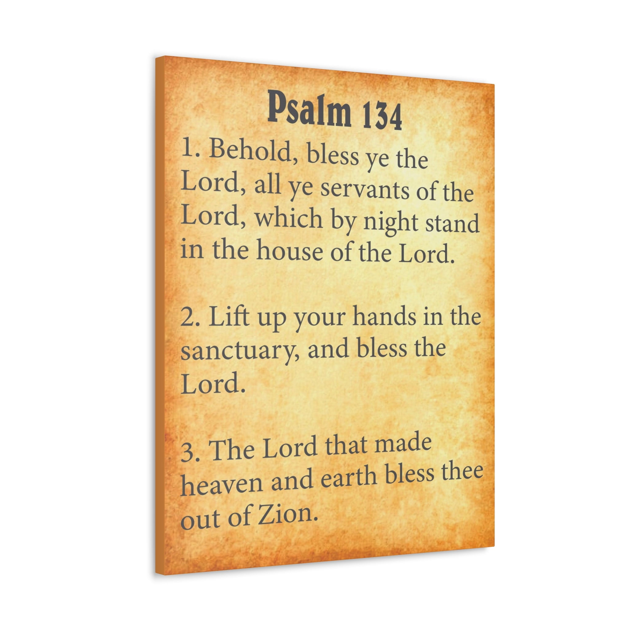 Scripture Walls Psalm 134 Gold Bible Chapter Canvas Christian Wall Art Ready to Hang Unframed ...