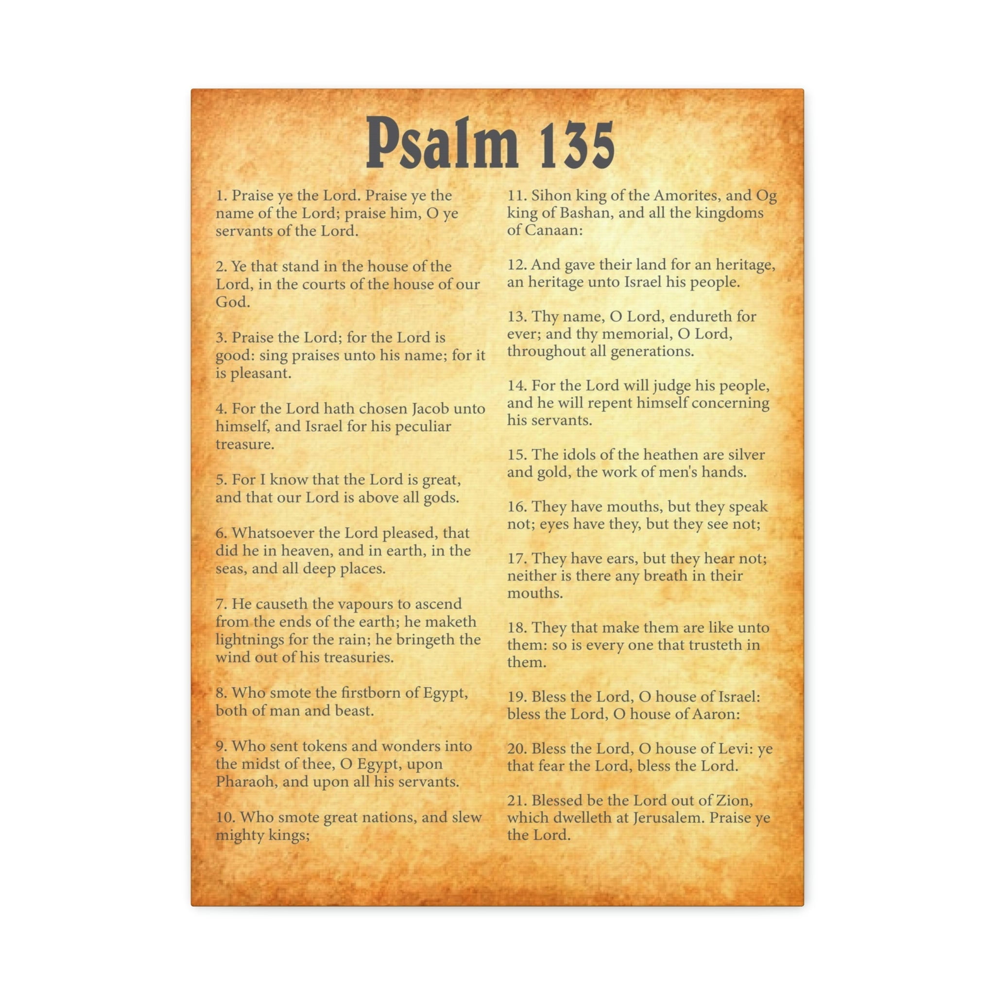 Scripture Walls Psalm 135 Chapter Gold Bible Canvas Christian Wall Art Ready to Hang Unframed ...