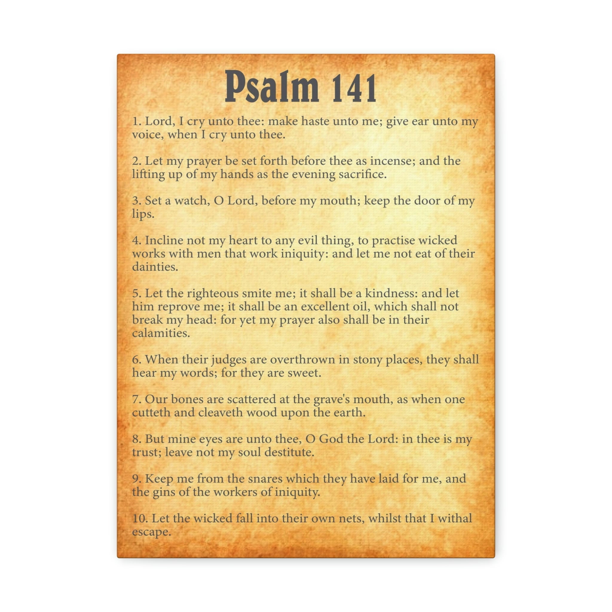 Scripture Walls Psalm 141 Chapter Gold Bible Canvas Christian Wall Art Ready to Hang Unframed ...