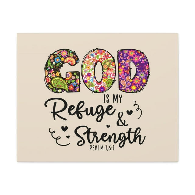 Scripture Walls Psalm 16:1 Refuge & Strength Floral Bible Verse Canvas ...