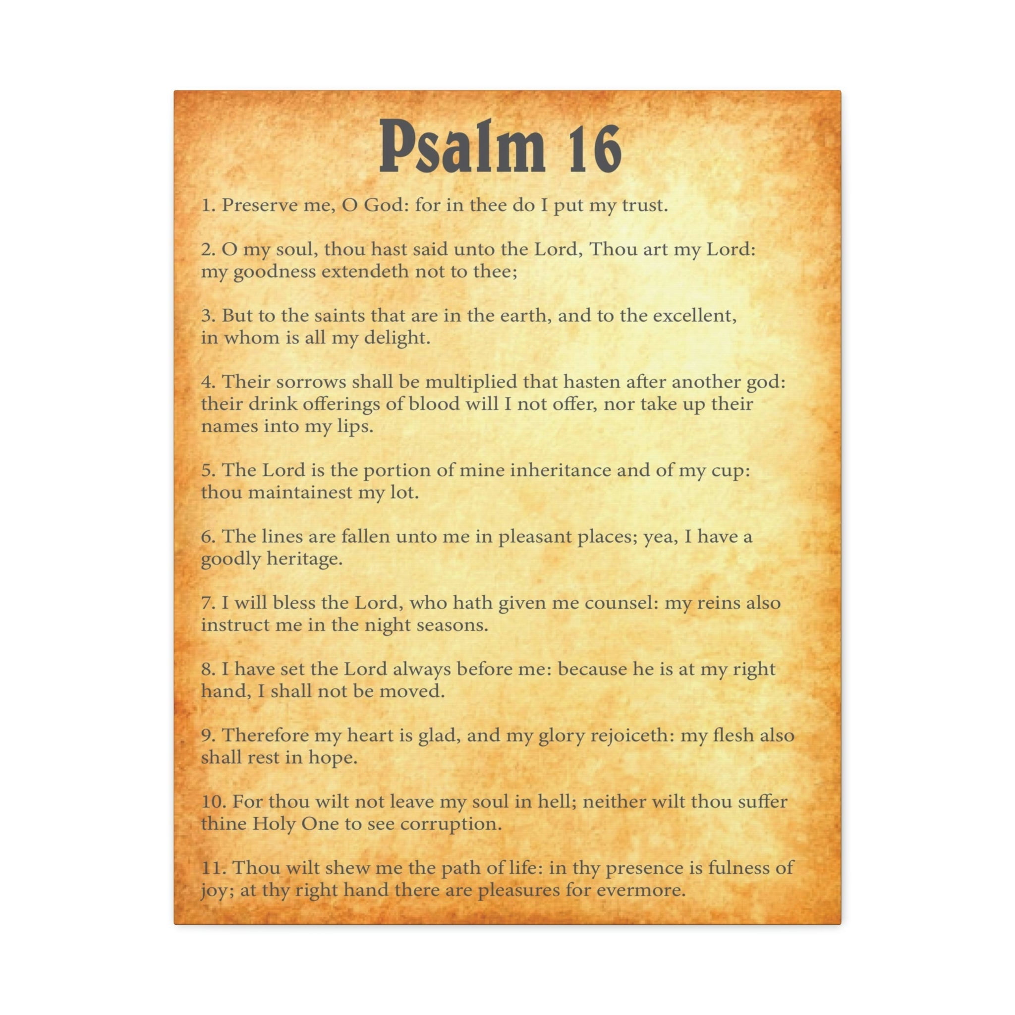 Scripture Walls Psalm 16 Chapter Gold Bible Canvas Christian Wall Art Ready to Hang Unframed ...