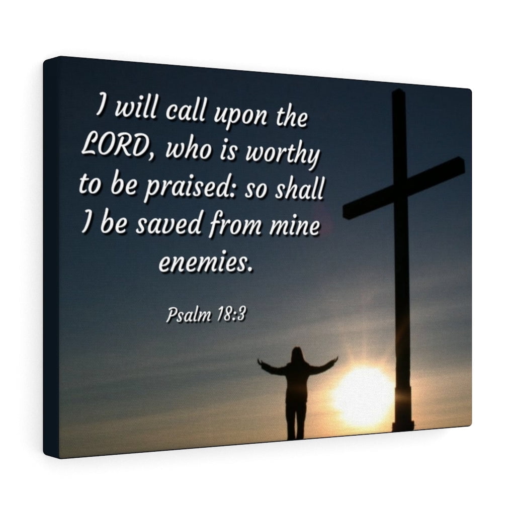 Scripture Walls Psalm 18:3 Worthy Bible Verse Canvas Christian Wall Art ...