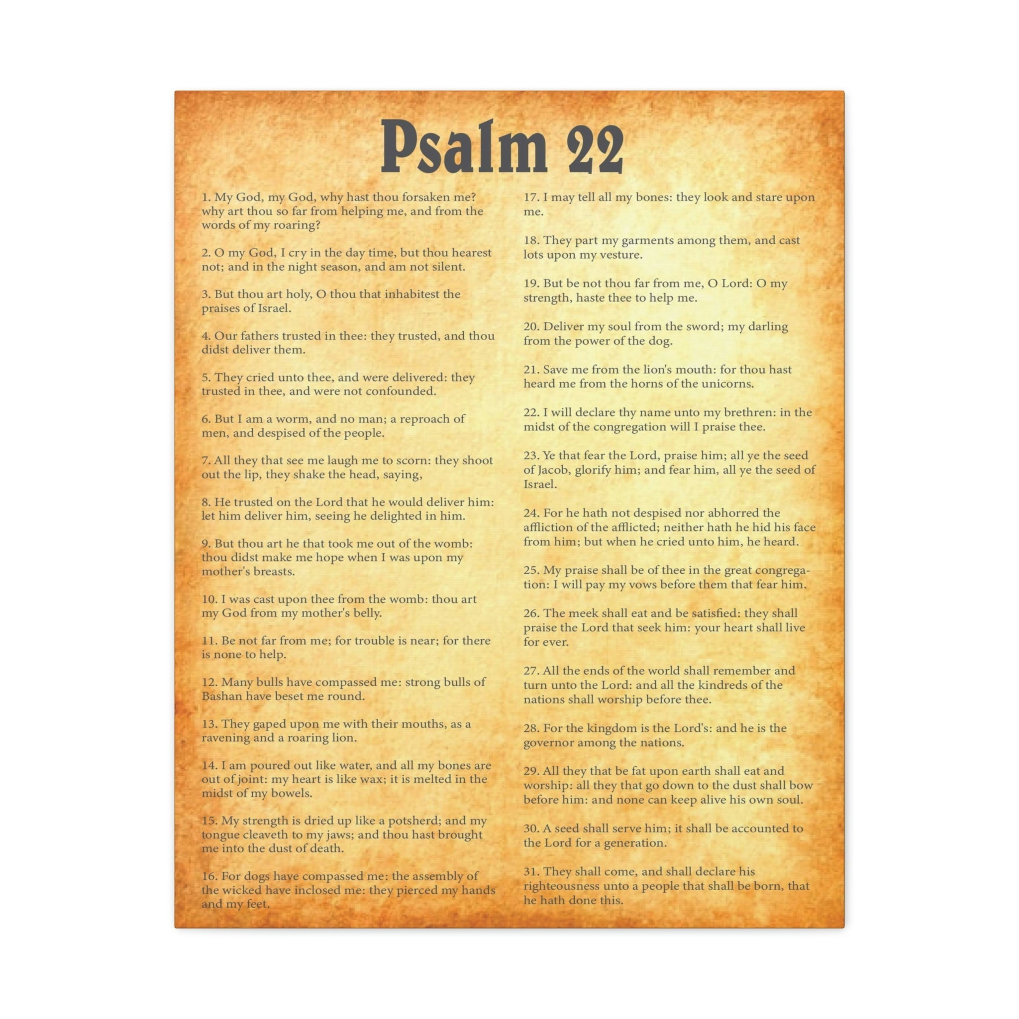 Inspirational Psalm 22 Scripture Art: Elegant Gold Verbose Religious ...