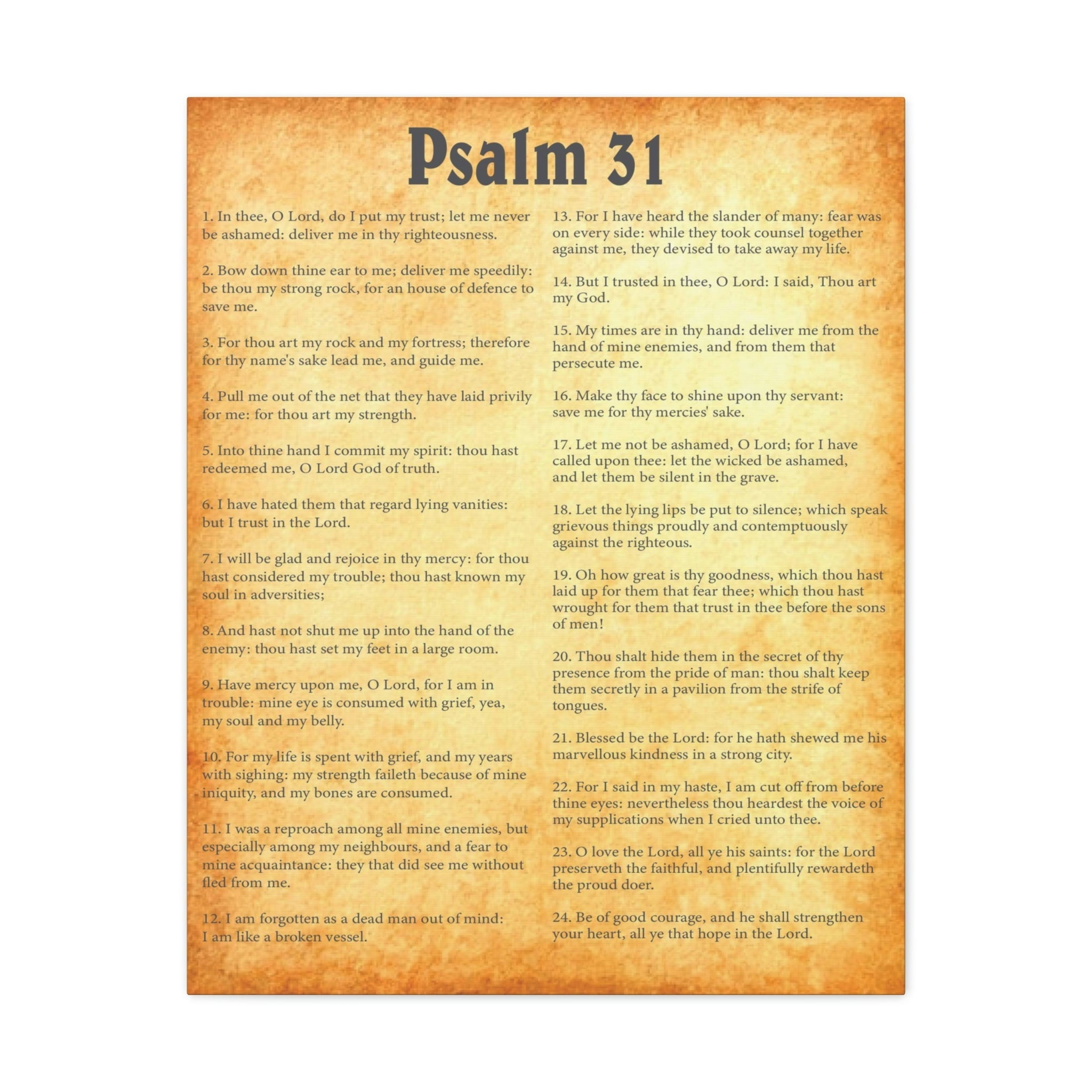 Scripture Walls Psalm 31 Chapter Gold Bible Canvas Christian Wall Art ...