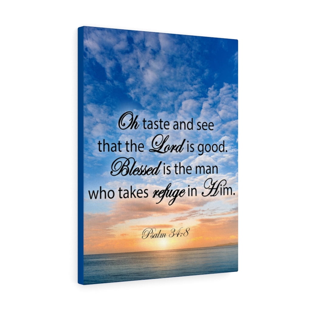 Scripture Walls Psalm 34:8 Blessed is The Man Bible Verse Canvas ...