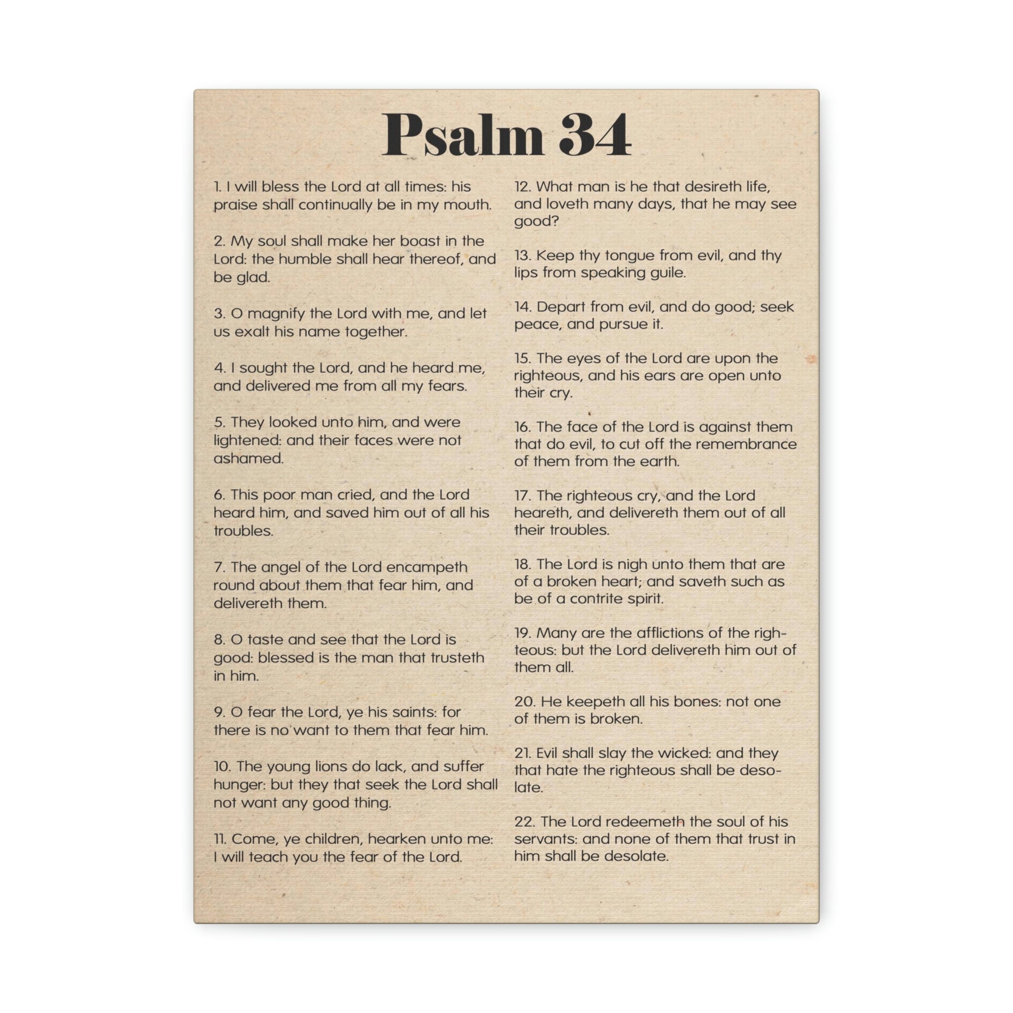 Scripture Walls Psalm 34 Brokenness to Wholeness Bible Chapter Canvas Christian Wall Art Ready ...