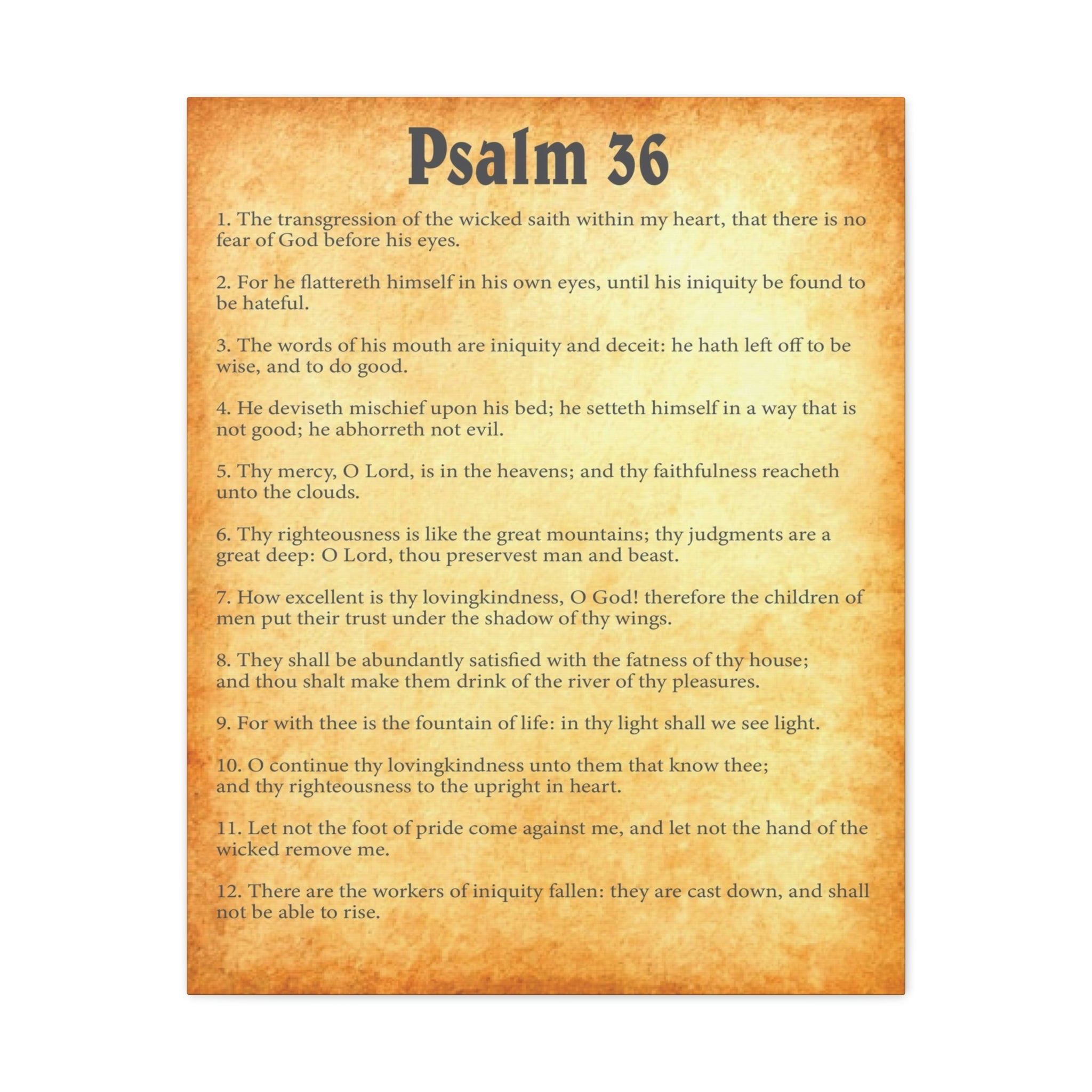 Scripture Walls Psalm 36 Chapter Gold Bible Canvas Christian Wall Art Ready to Hang Unframed ...