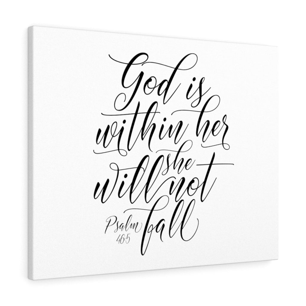 Scripture Walls Psalm 46:5 She Will Not Fall White Bible Verse Canvas ...