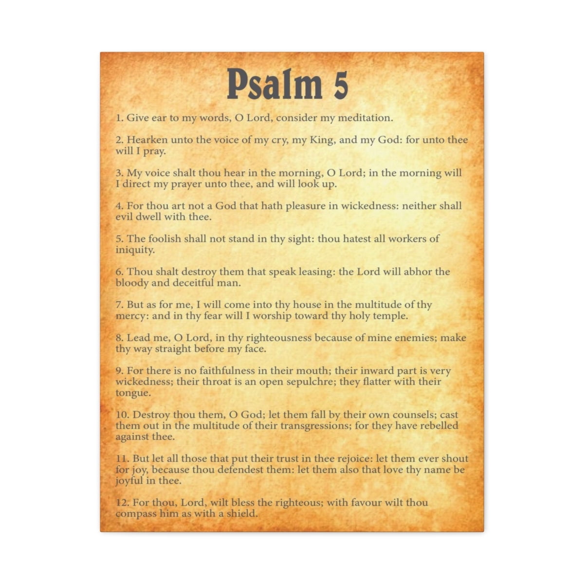 Scripture Walls Psalm 5 Chapter Gold Bible Canvas Christian Wall Art Ready to Hang Unframed ...