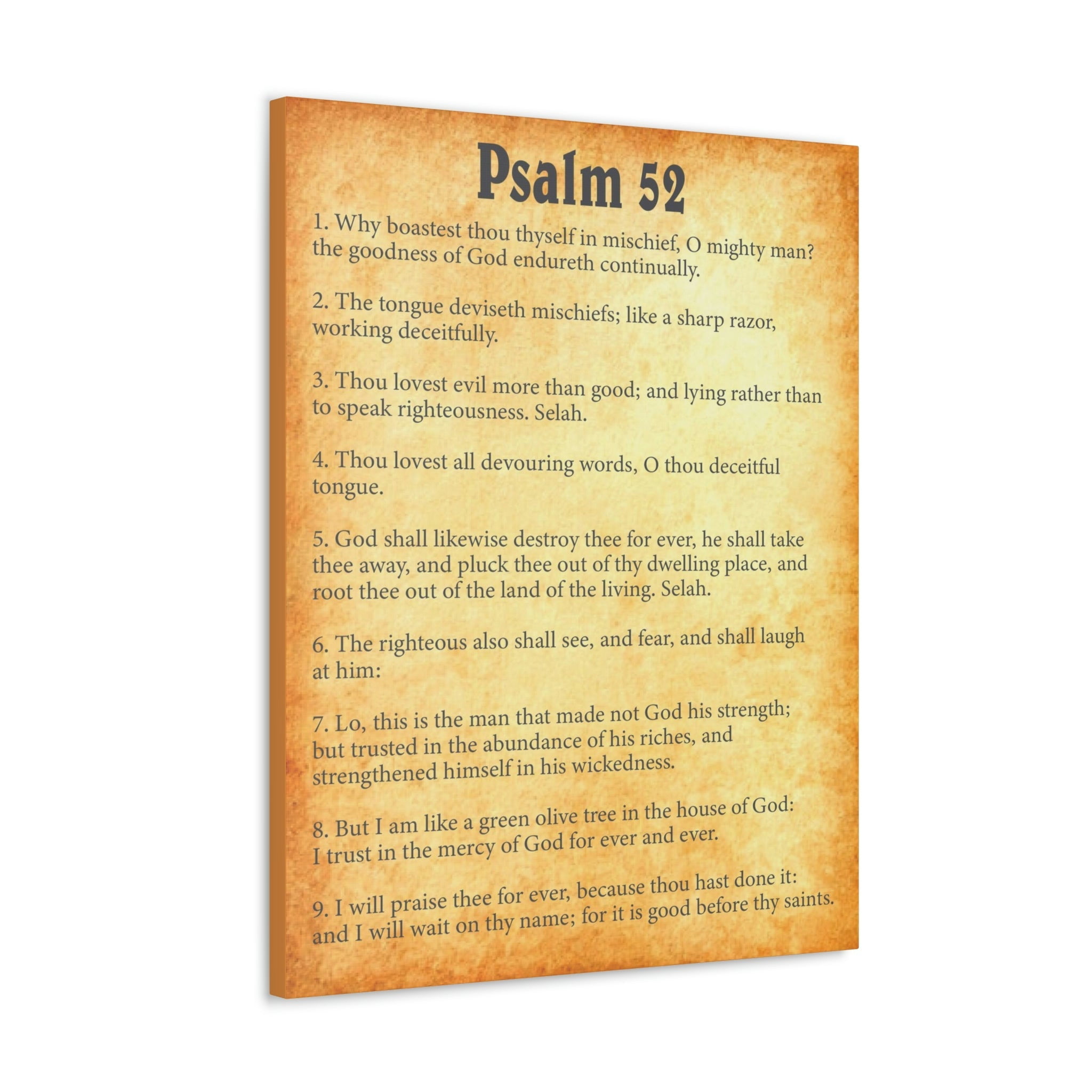 Scripture Walls Psalm 52 Chapter Gold Bible Canvas Christian Wall Art Ready to Hang Unframed ...