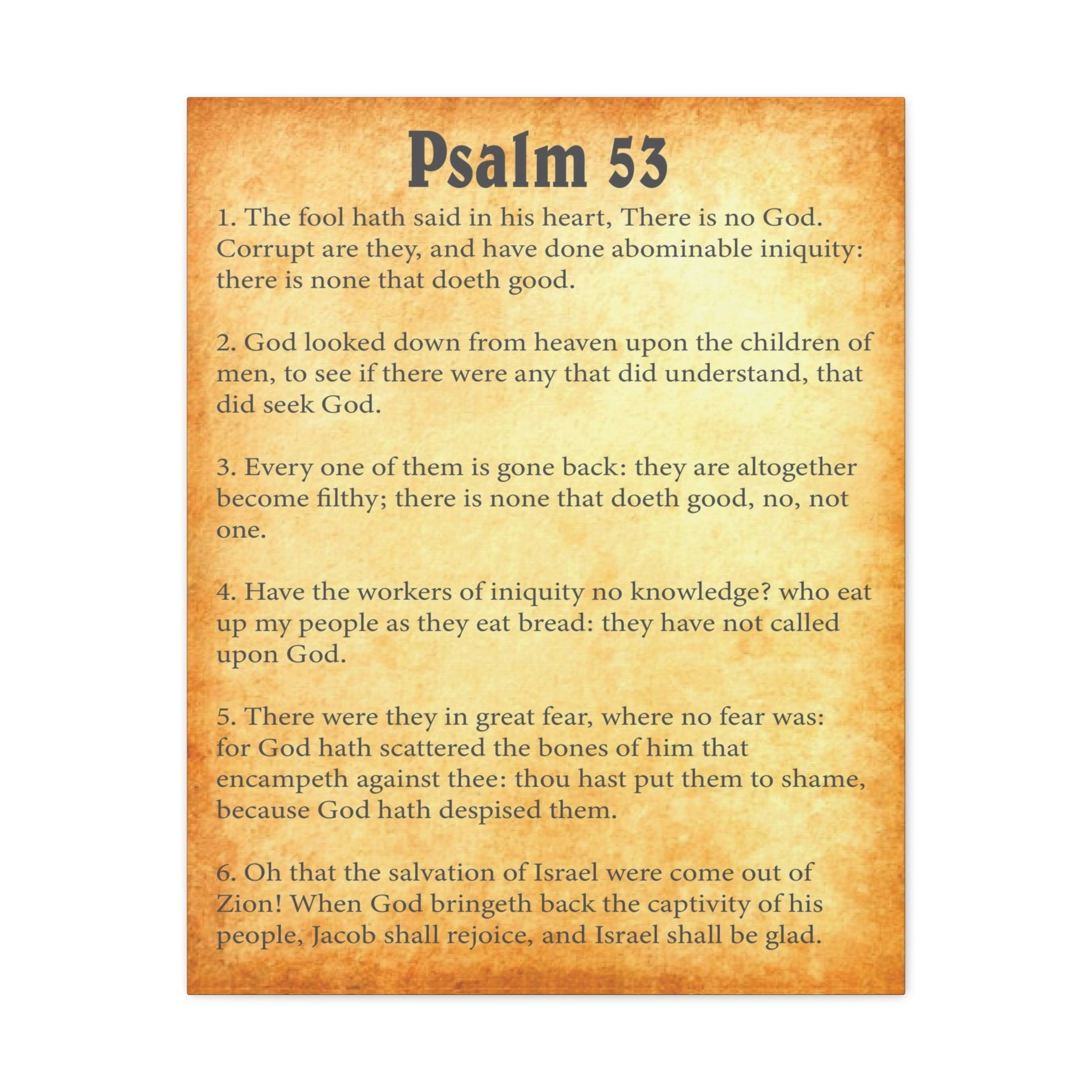 Scripture Walls Psalm 53 Chapter Gold Bible Canvas Christian Wall Art Ready to Hang Unframed ...