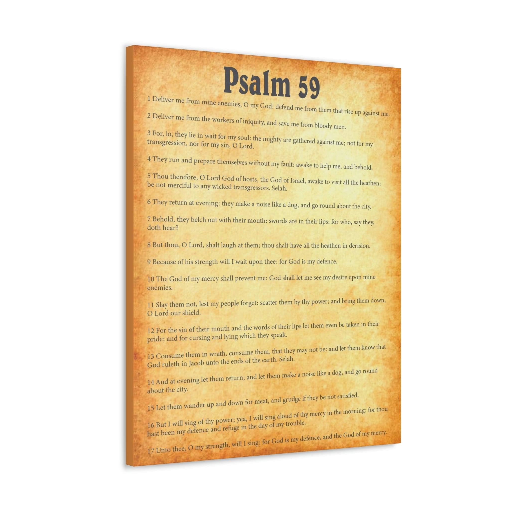 Scripture Walls Psalm 59 Chapter Gold Bible Canvas Christian Wall Art Ready to Hang Unframed ...