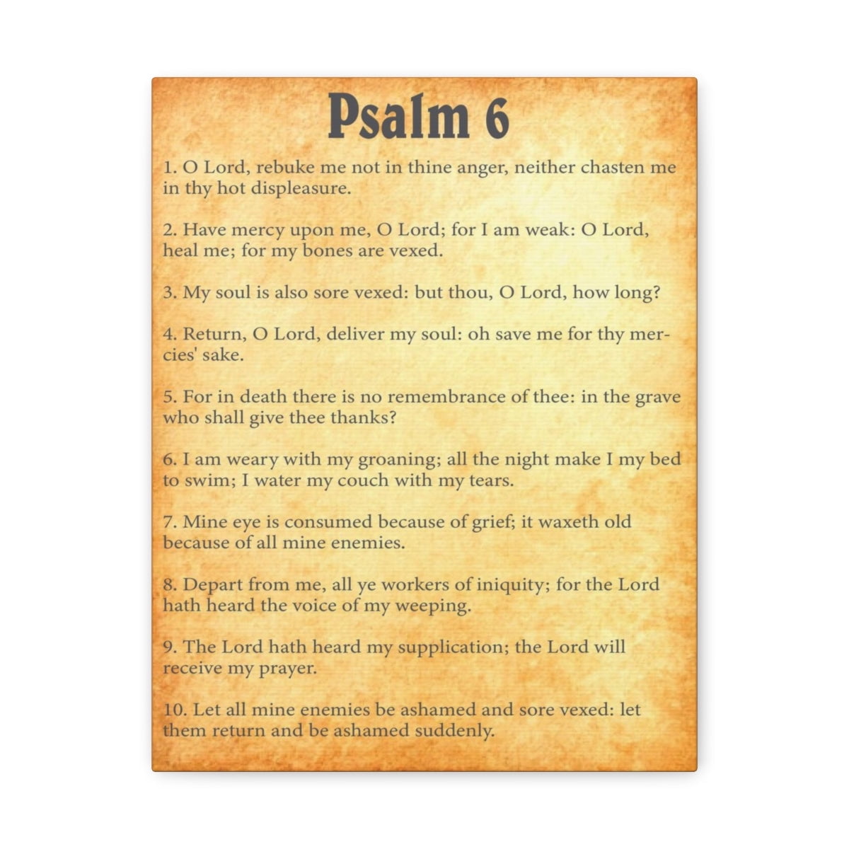 Scripture Walls Psalm 6 Chapter Gold Bible Canvas Christian Wall Art Ready to Hang Unframed ...
