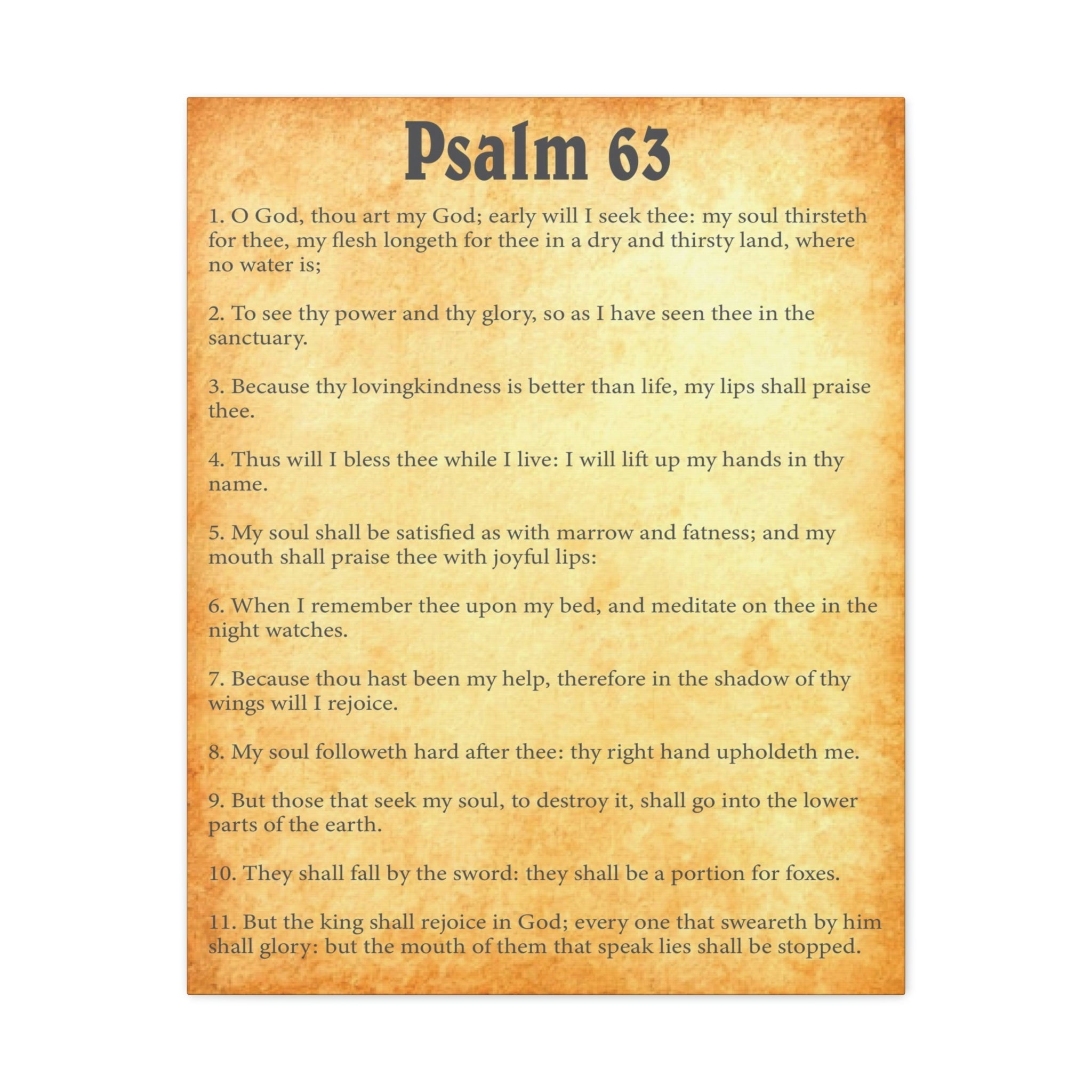 Scripture Walls Psalm 63 Chapter Gold Bible Canvas Christian Wall Art Ready to Hang Unframed ...
