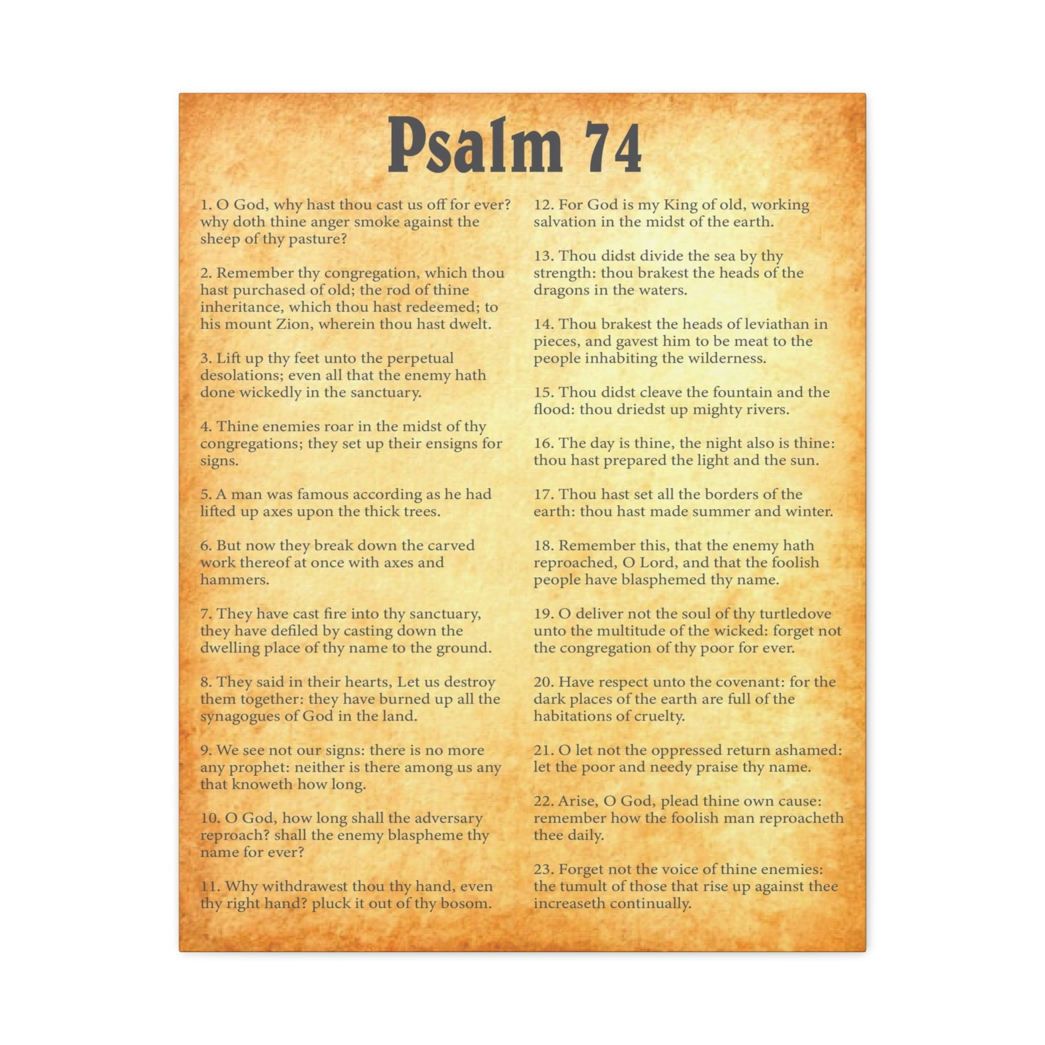 Scripture Walls Psalm 74 Chapter Gold Bible Canvas Christian Wall Art Ready to Hang Unframed ...