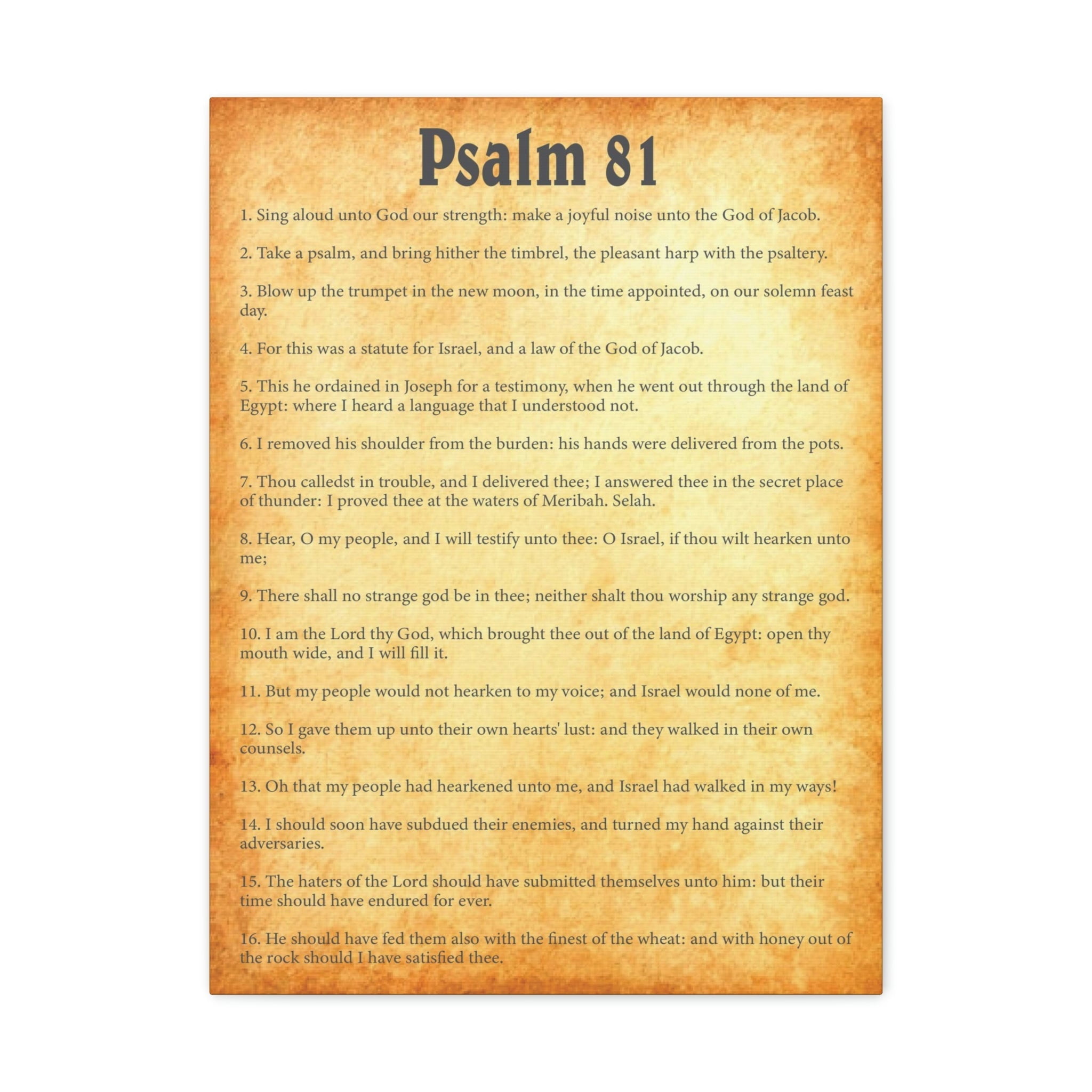 Scripture Walls Psalm 81 Chapter Gold Bible Canvas Christian Wall Art Ready to Hang Unframed ...