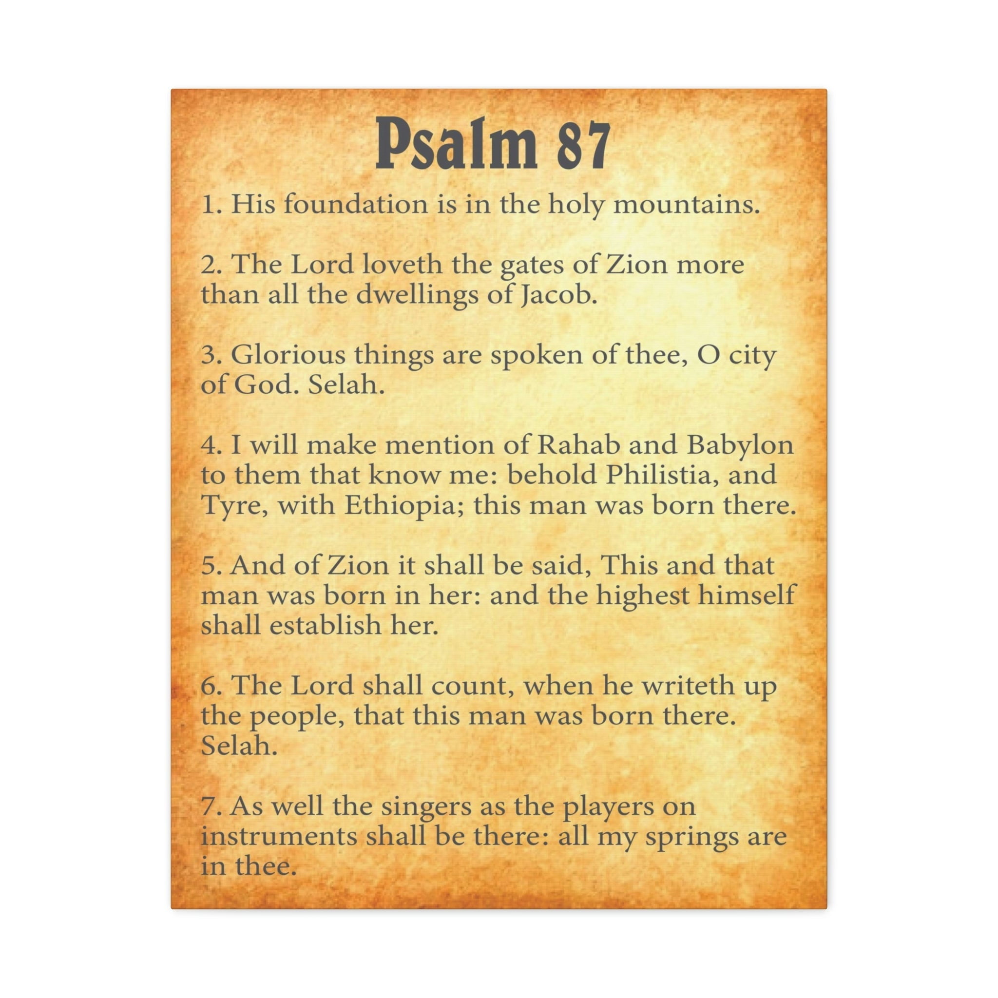 Scripture Walls Psalm 87 Chapter Gold Bible Canvas Christian Wall Art Ready to Hang Unframed ...