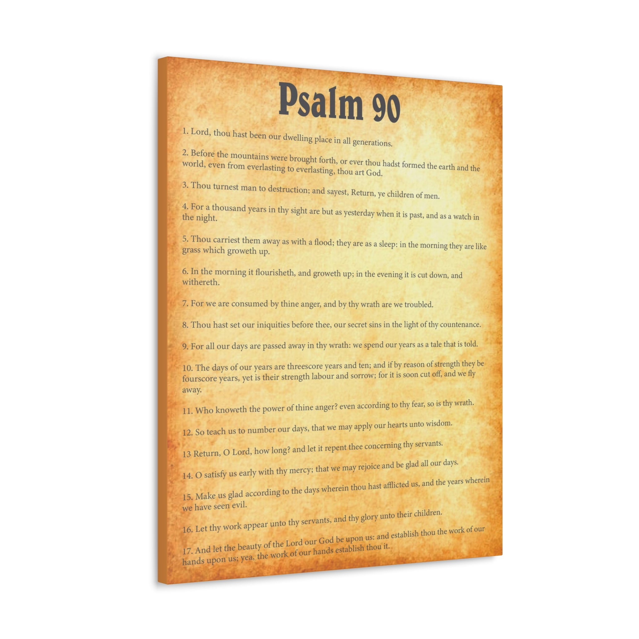 Scripture Walls Psalm 90 Gold Bible Chapter Canvas Christian Wall Art Ready to Hang Unframed ...