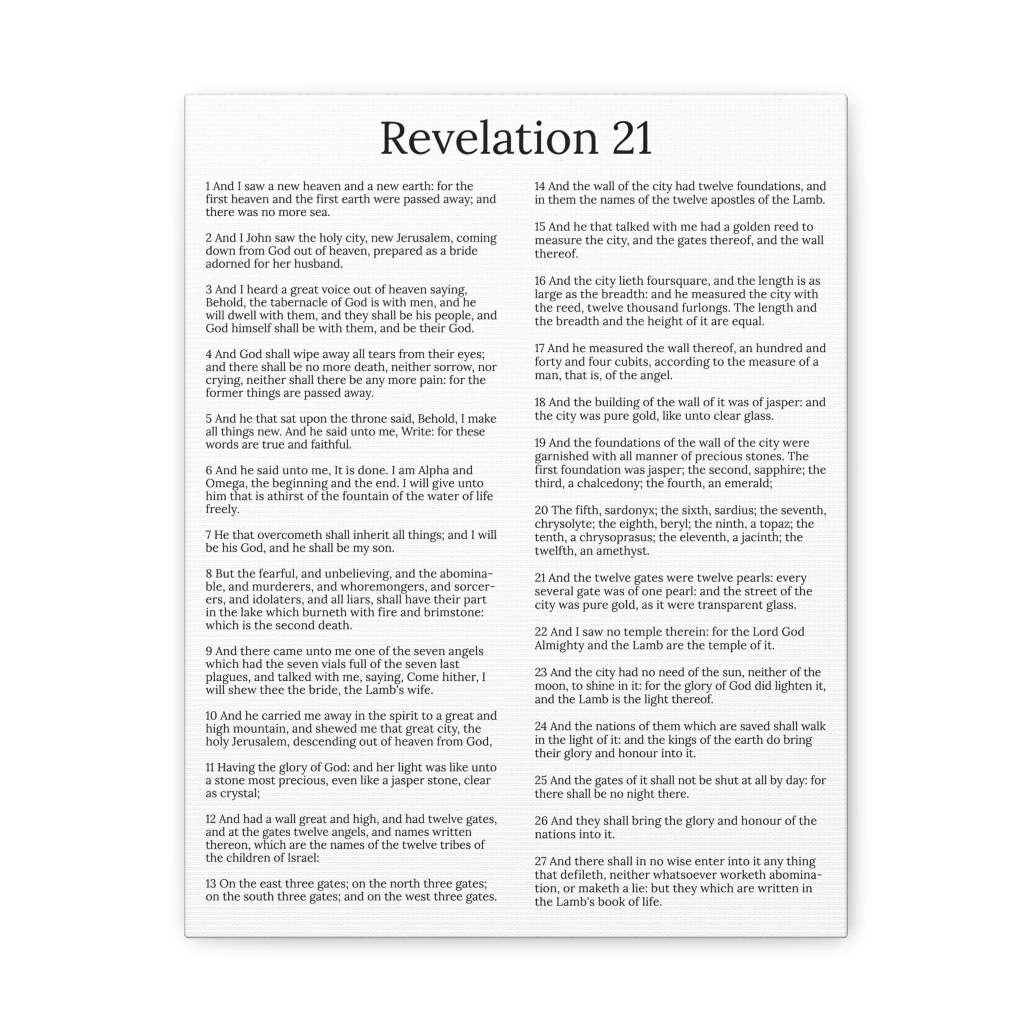 Scripture Walls Revelation 21 Chapter New Heaven and New Earth White ...