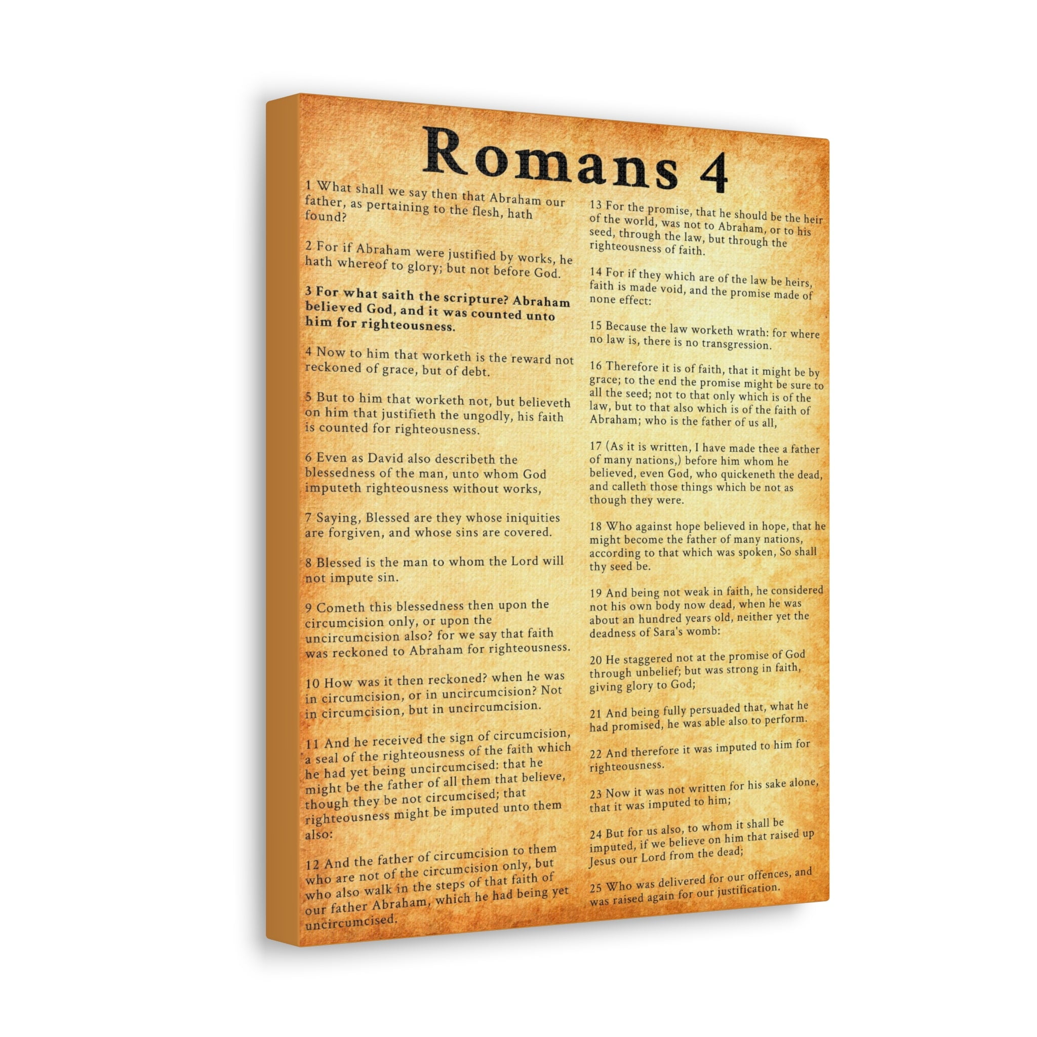 Scripture Walls Romans 4 KJV Gold Bible Chapter Canvas Christian Wall ...