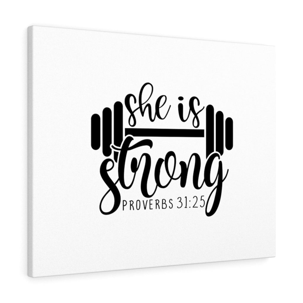Scripture Walls She Is Strong Barbell Proverbs 31:25 Bible Verse Canvas ...