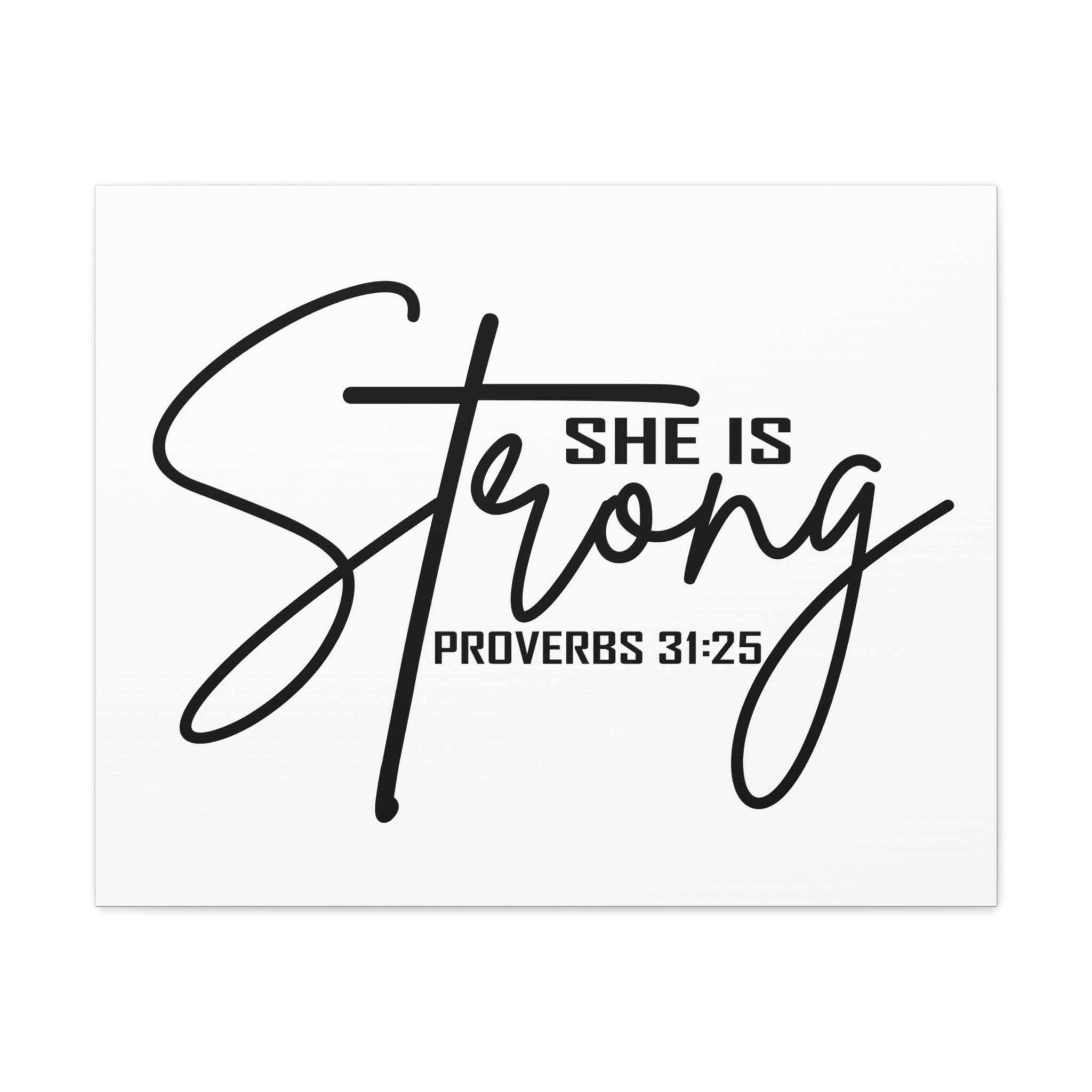 Scripture Walls She Is Strong Cross Proverbs 31:25 Bible Verse Canvas ...