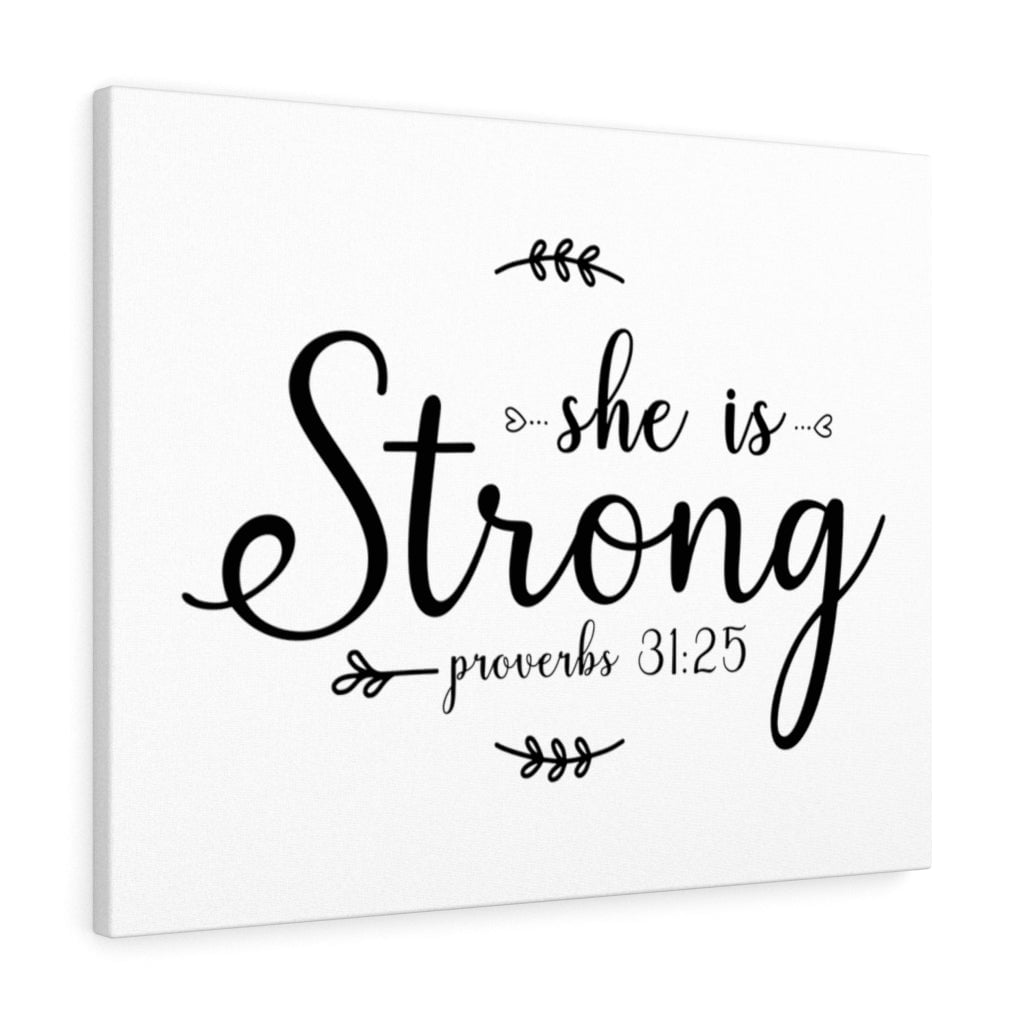 Scripture Walls She Is Strong Leaves Proverbs 31:25 Bible Verse Canvas ...