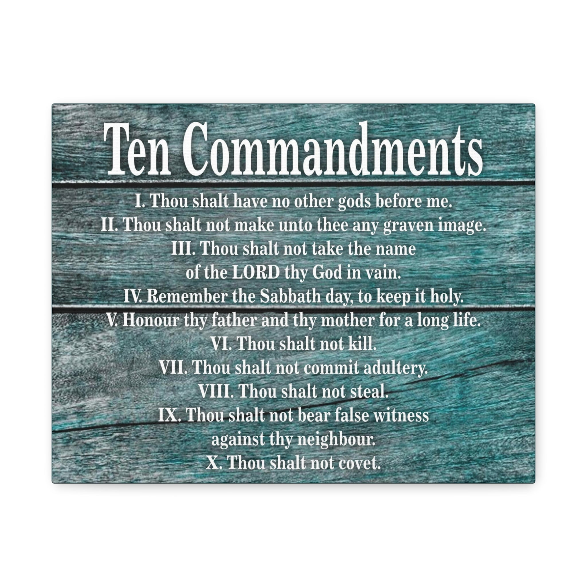 Scripture Walls Ten Commandments Blue Wood Christian Wall Art Print ...