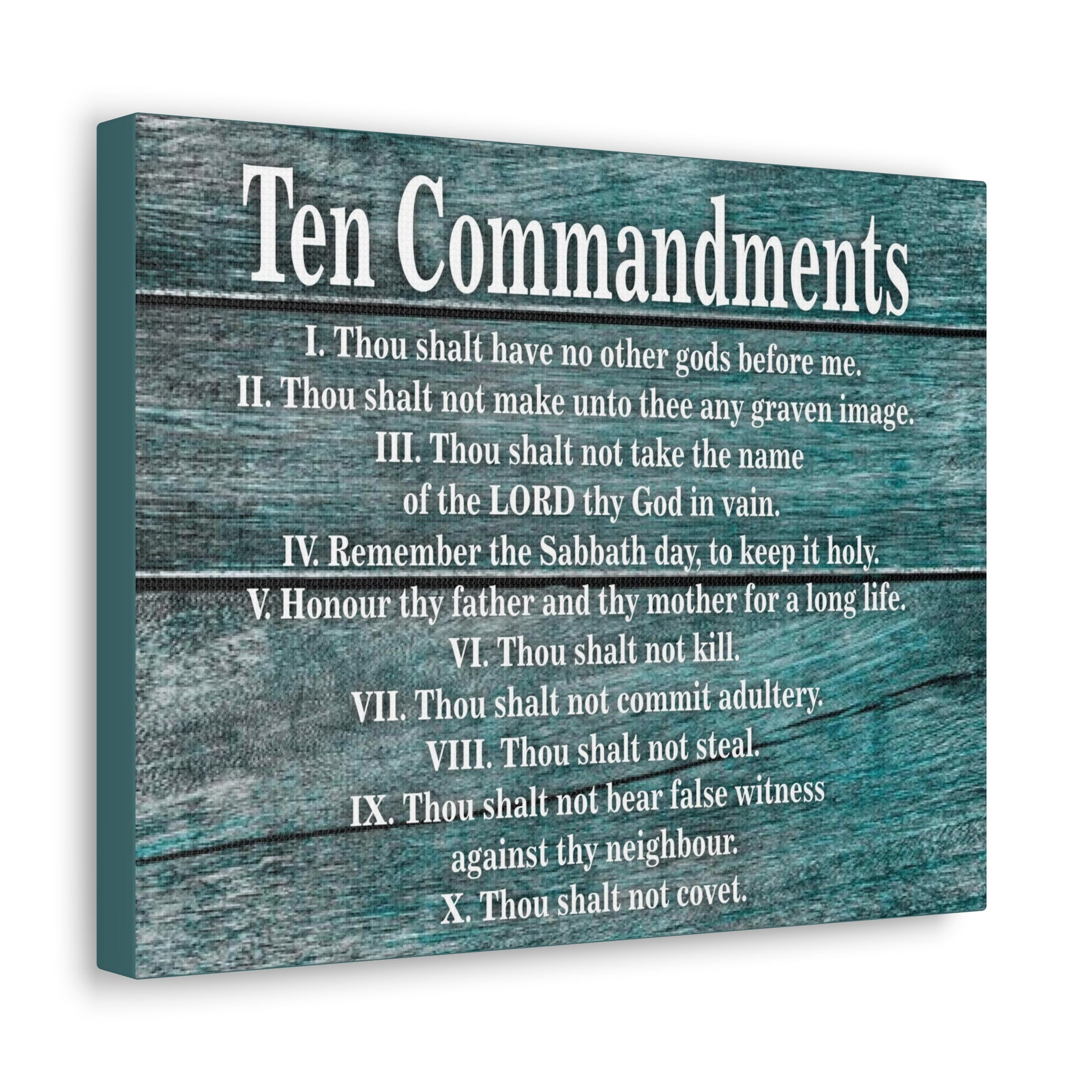 Scripture Walls Ten Commandments Blue Wood Christian Wall Art Print ...