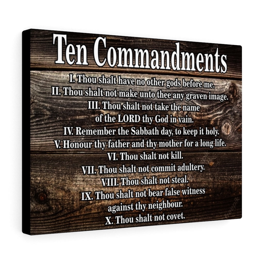 Scripture Walls Ten Commandments Dark Wood Christian Wall Art Print ...