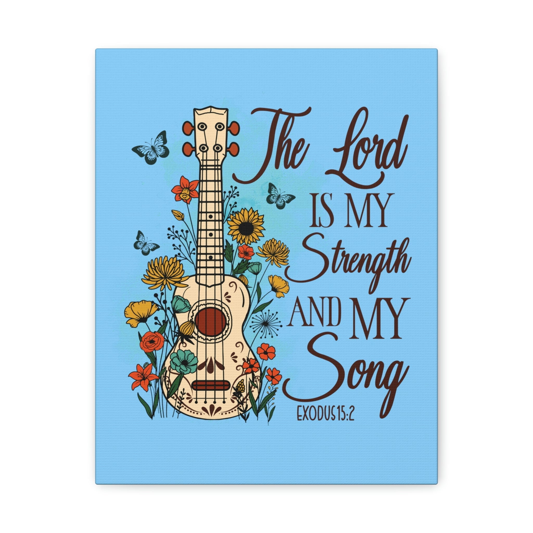Scripture Walls The Lord Exodus 15:2 Guitar Flower Christian Wall Art ...