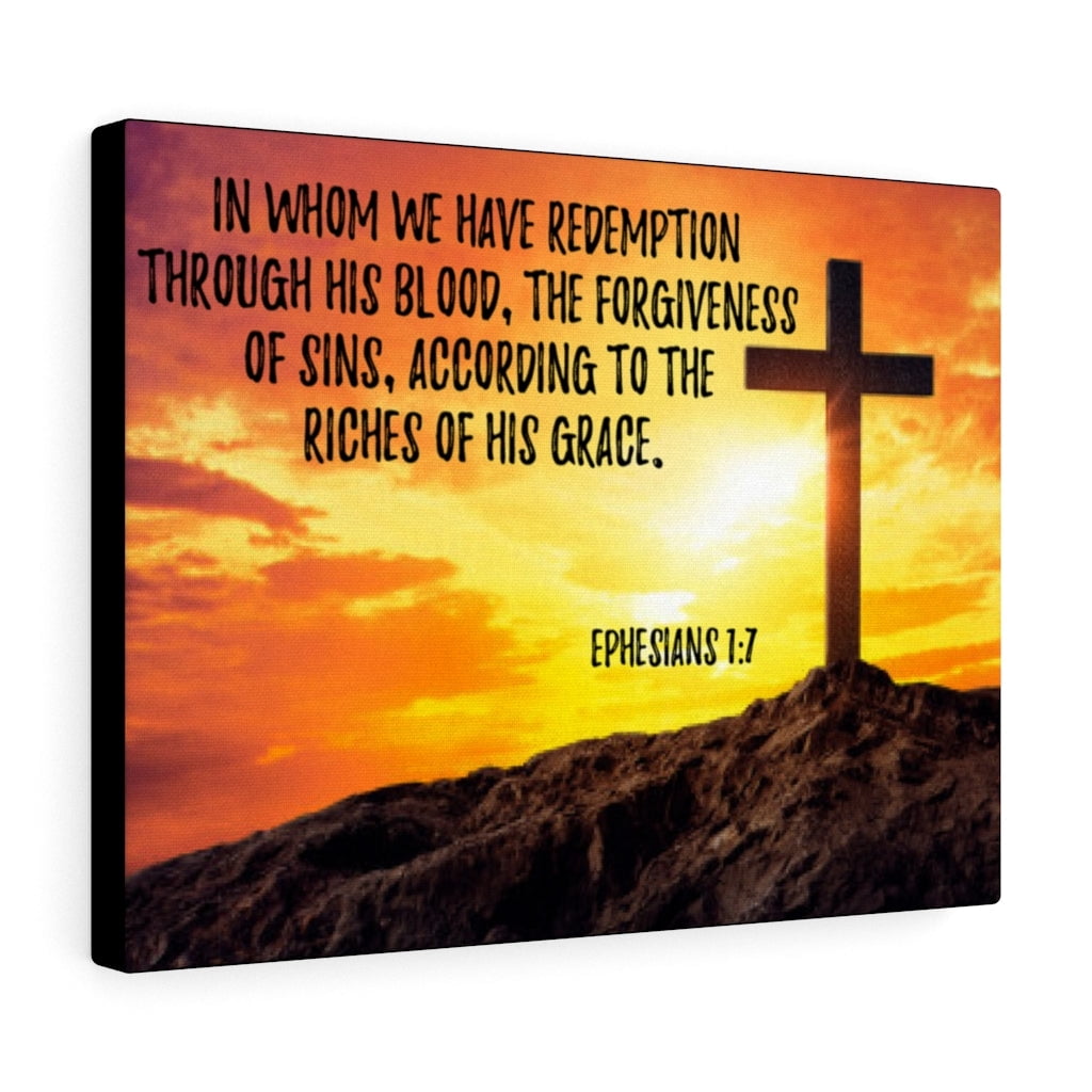 Scripture Walls Though His Death Ephesians 1:7 Bible Verse Canvas ...