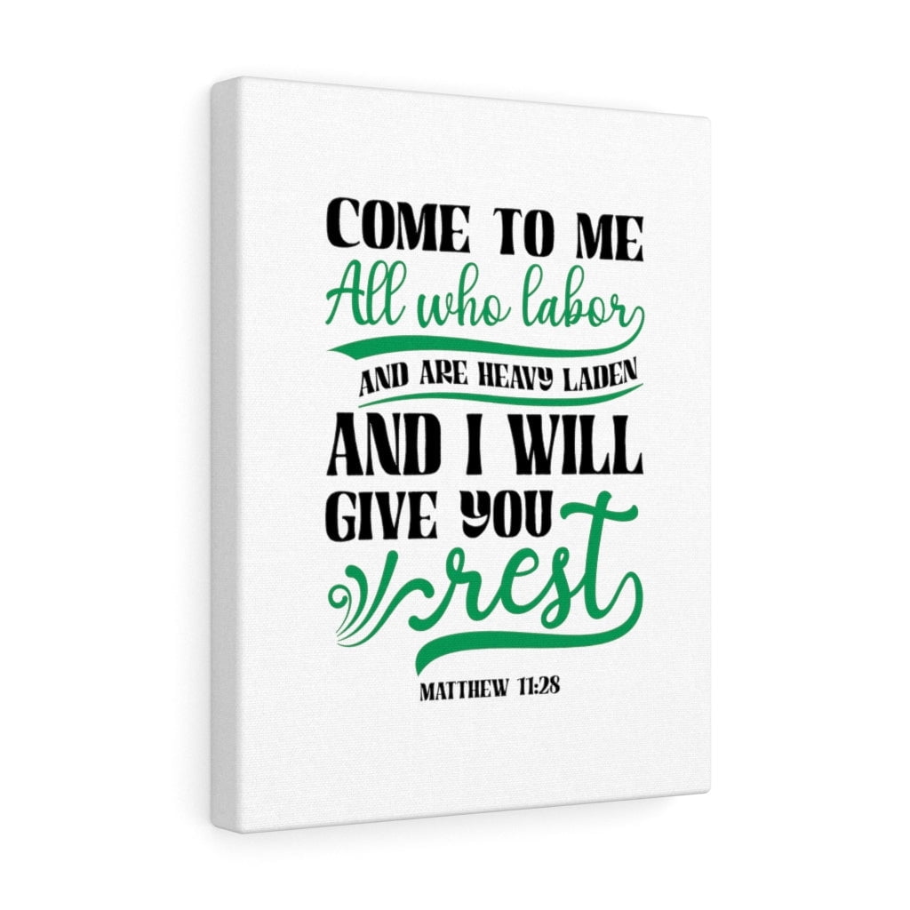 Scripture Walls Will Give You Rest Matthew 11:28 Bible Verse Canvas ...