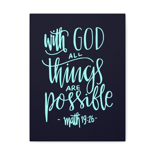Scripture Walls With God All Things Matthew 19:26 Blue Cursive ...