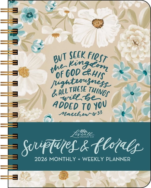 Scriptures and Florals 12-Month 2026 Hardcover Monthly/Weekly Planner ...